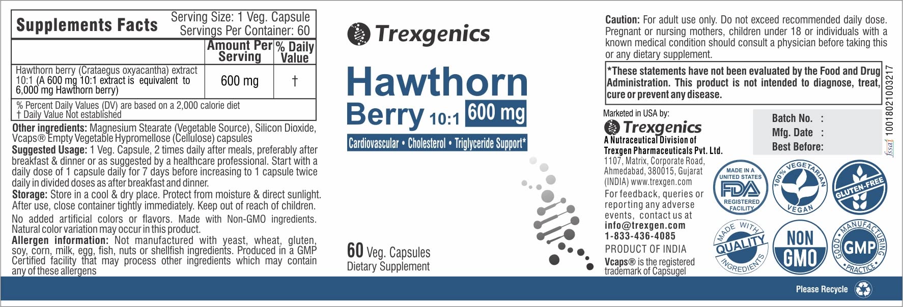 Non-GMO hawthorn capsules for blood pressure