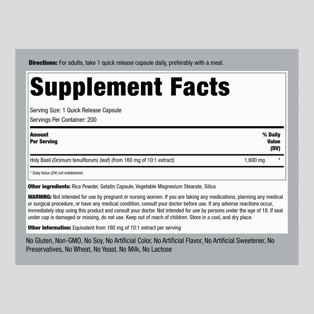 non-GMO holy basil capsules