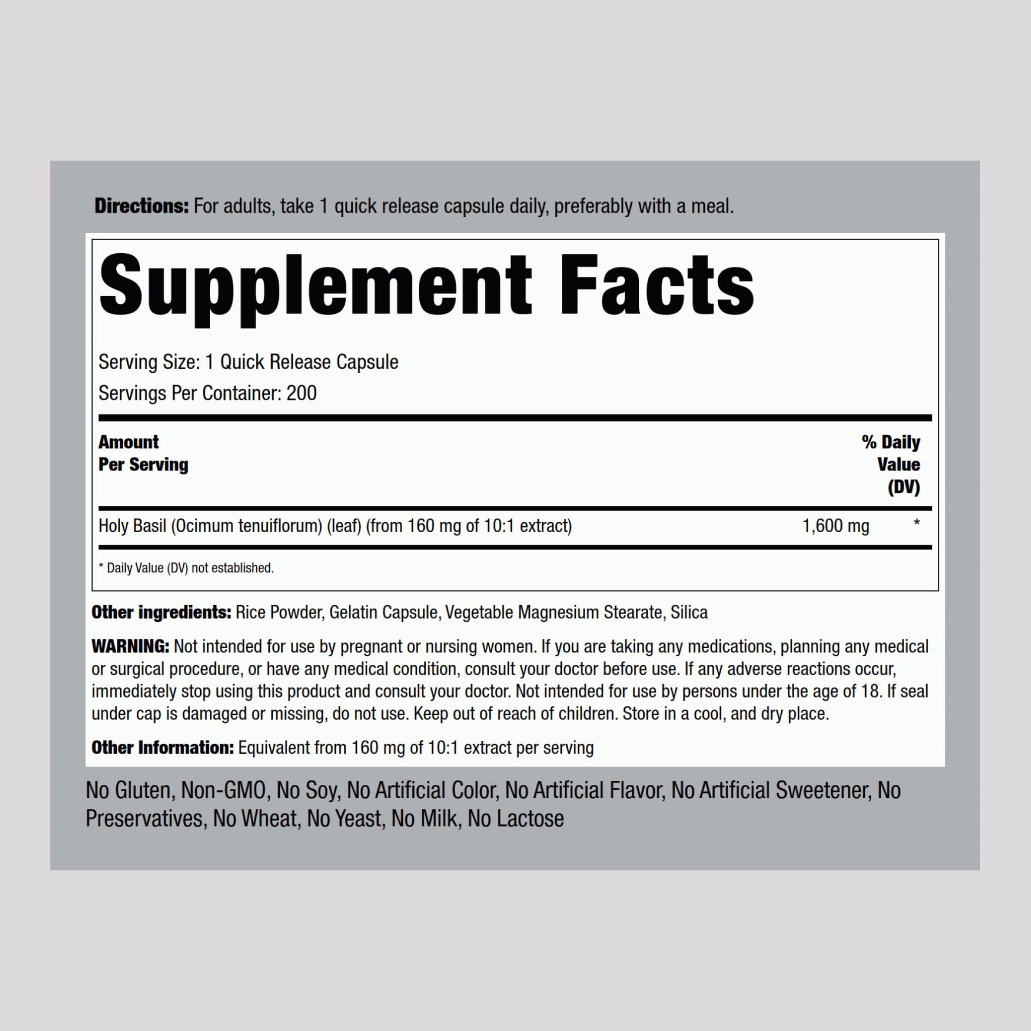 non-GMO holy basil capsules