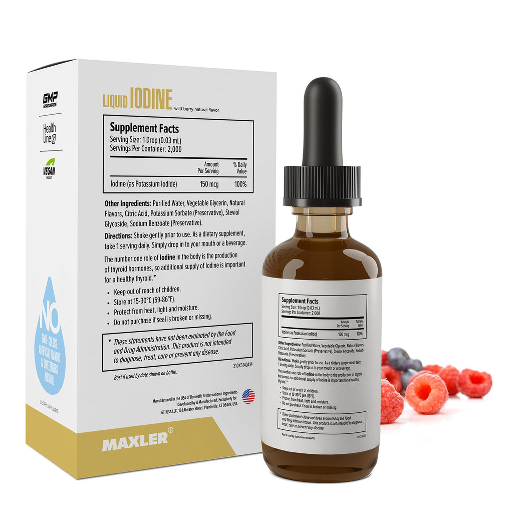 Non-GMO iodine drops with wild berry