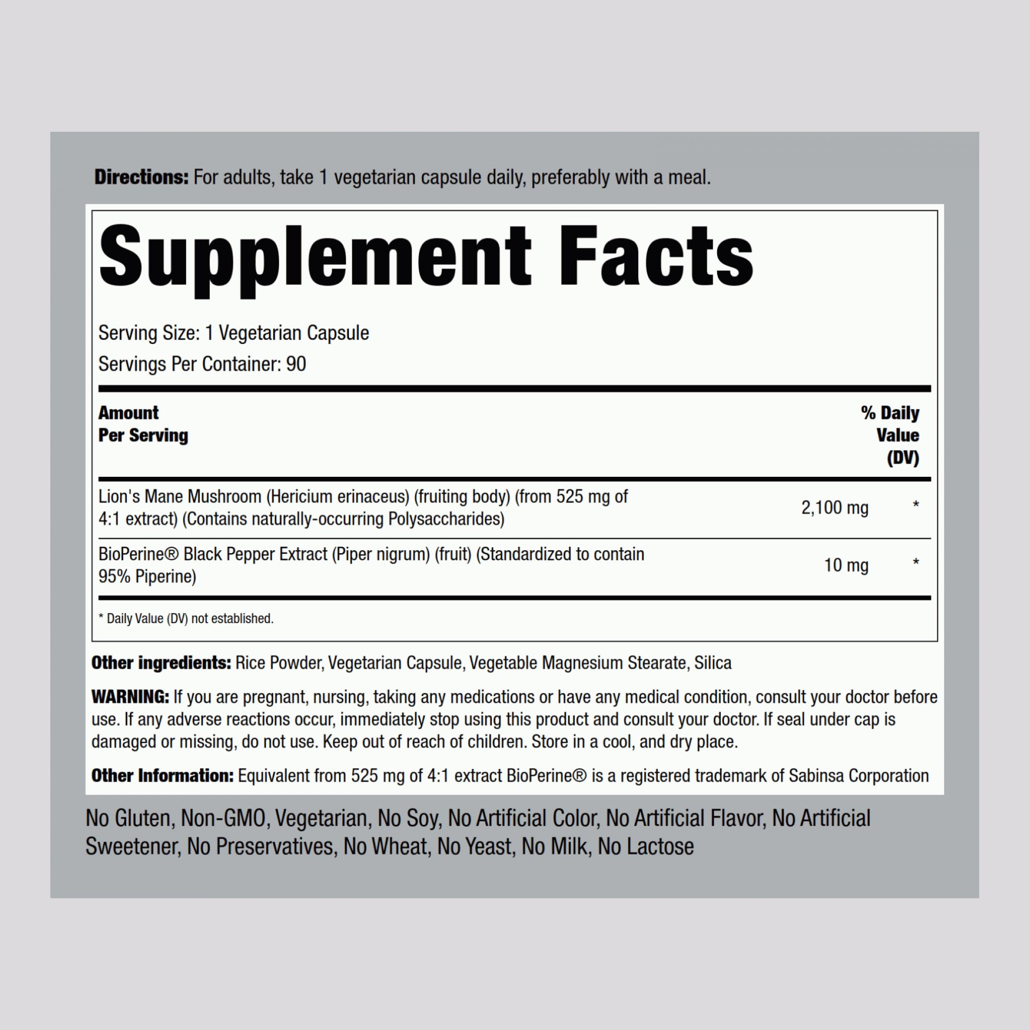 Non-GMO Lion's Mane mushroom extract