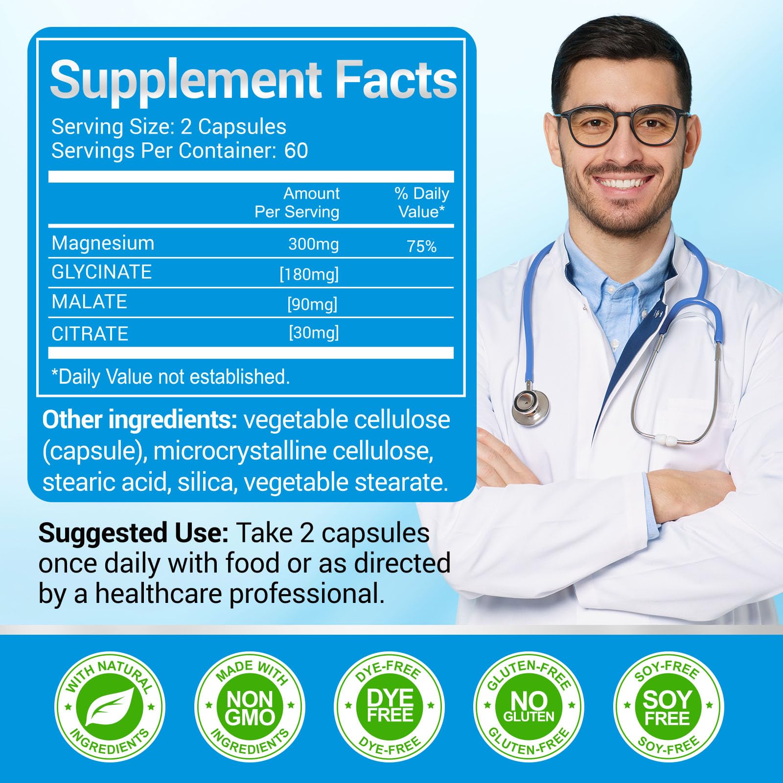 Non-GMO magnesium capsules for wellness