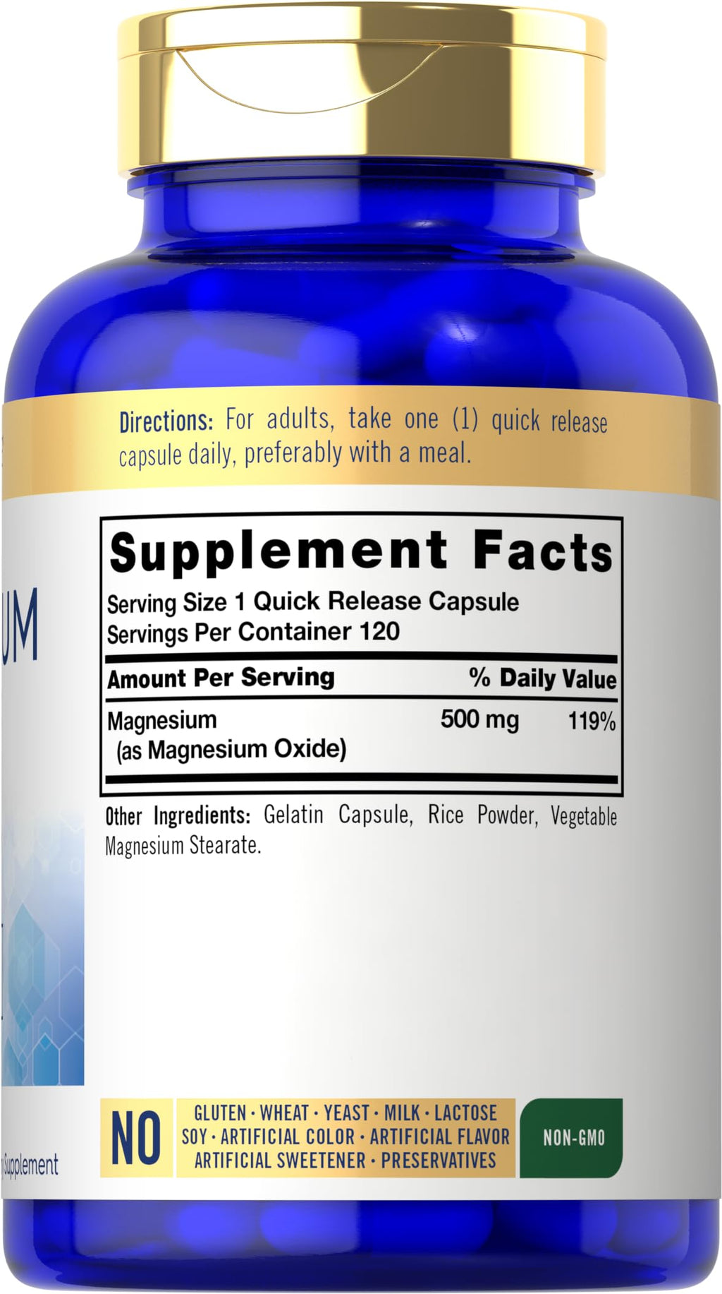 non-GMO magnesium oxide 500mg
