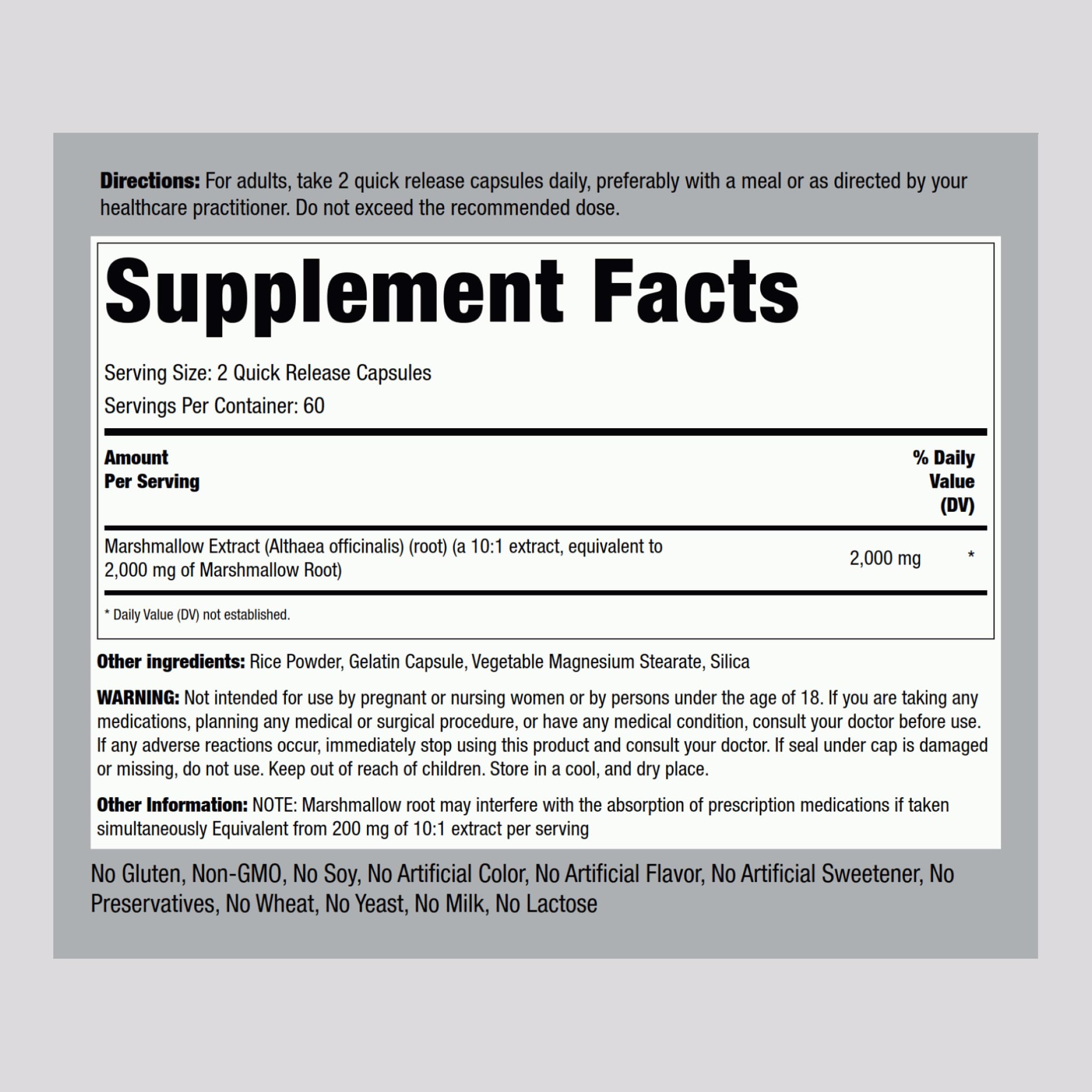 non-GMO marshmallow root supplement