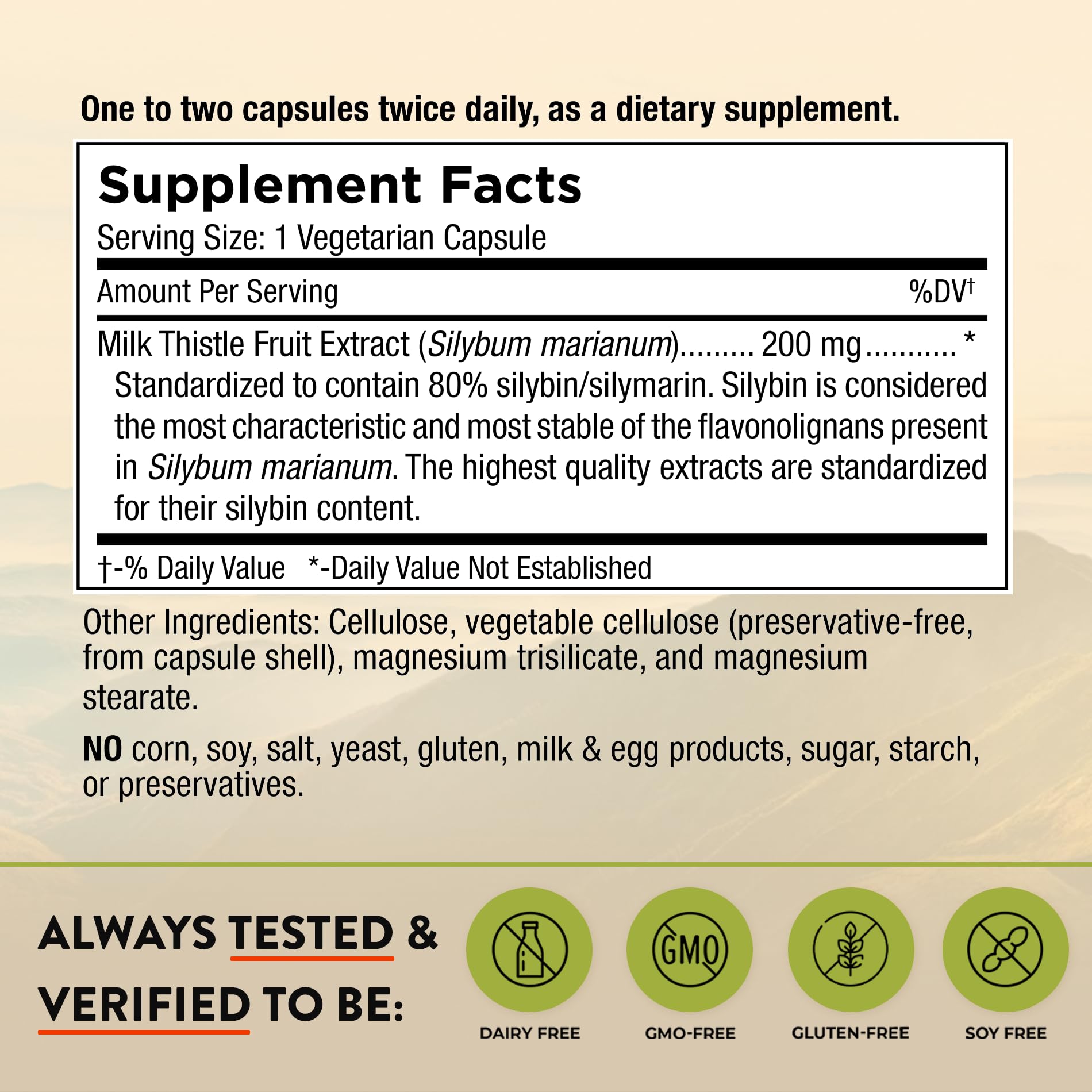 non-GMO milk thistle capsules