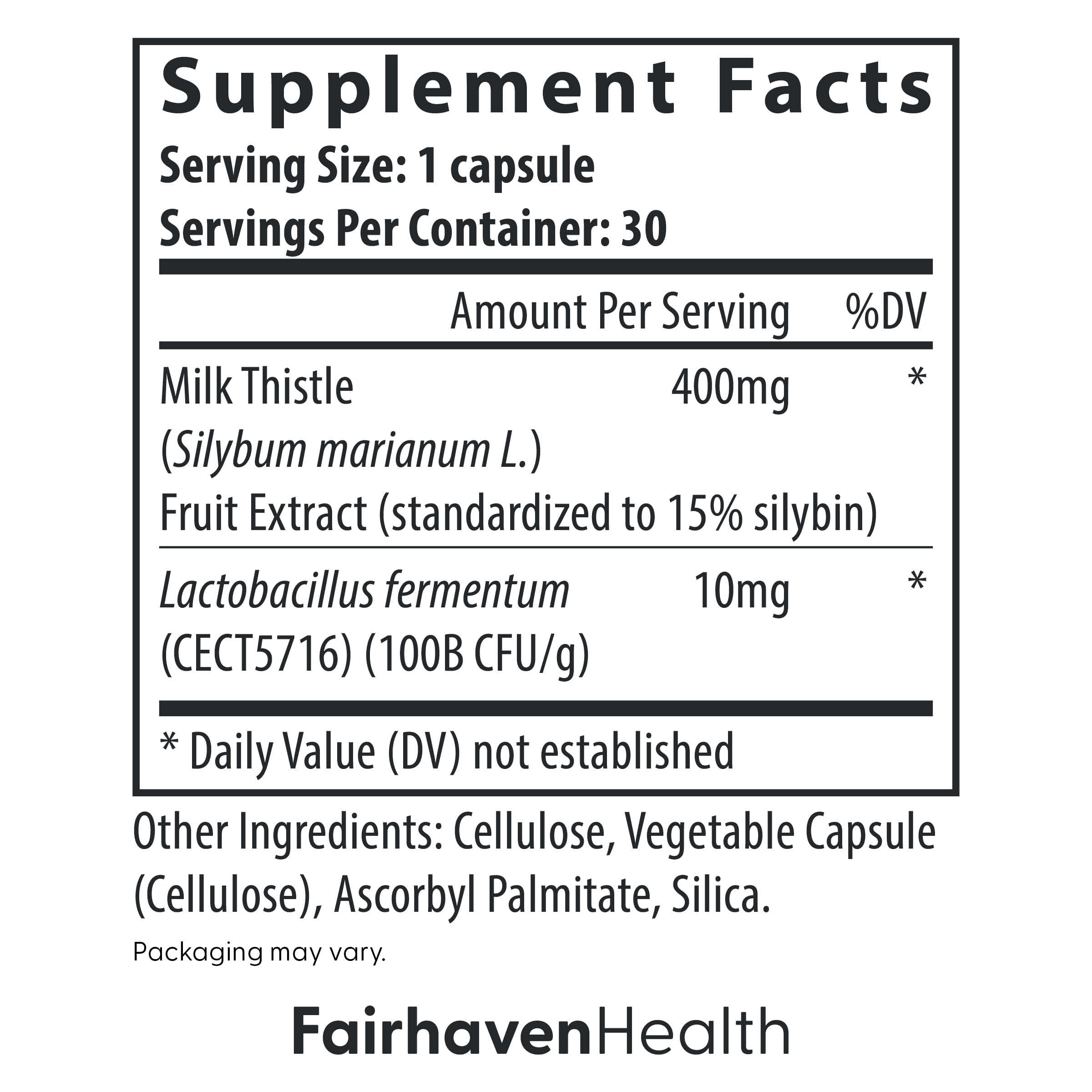 non-GMO milk thistle supplement
