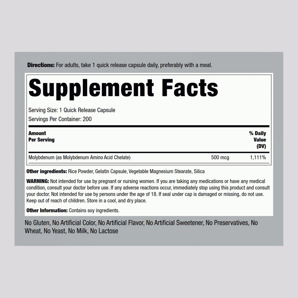 non-GMO molybdenum supplement benefits