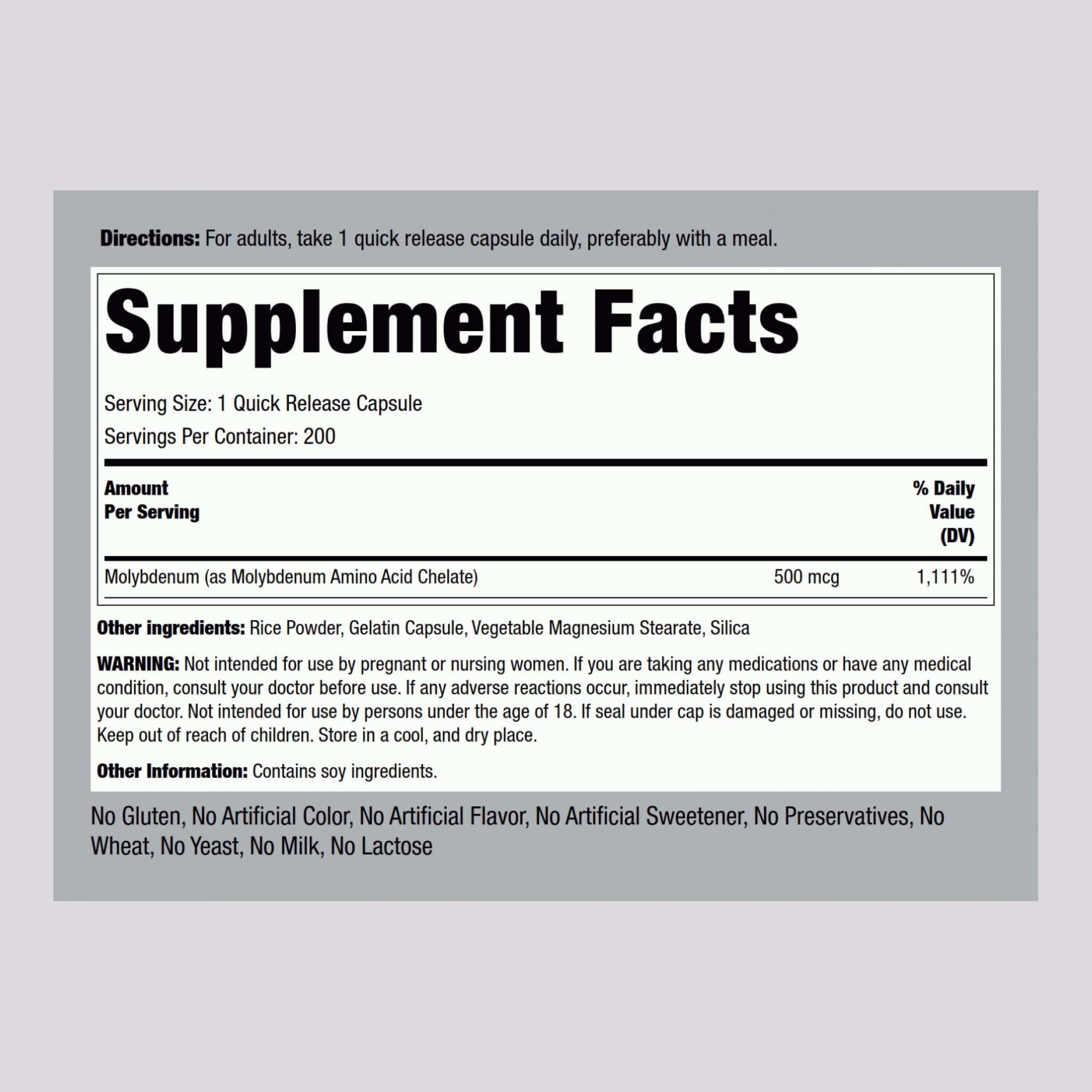 non-GMO molybdenum supplement benefits