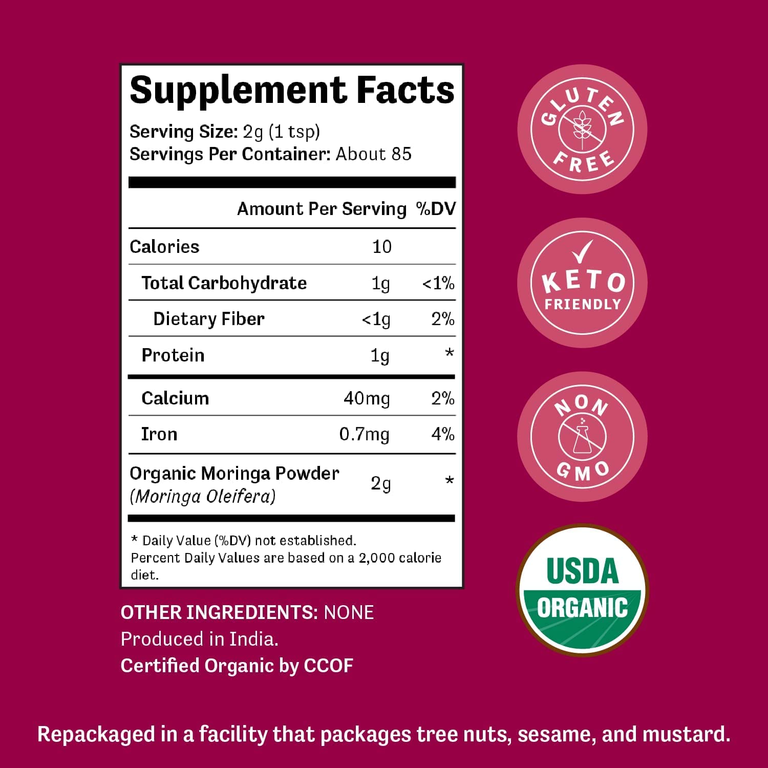 non-GMO moringa for nutritious lattes