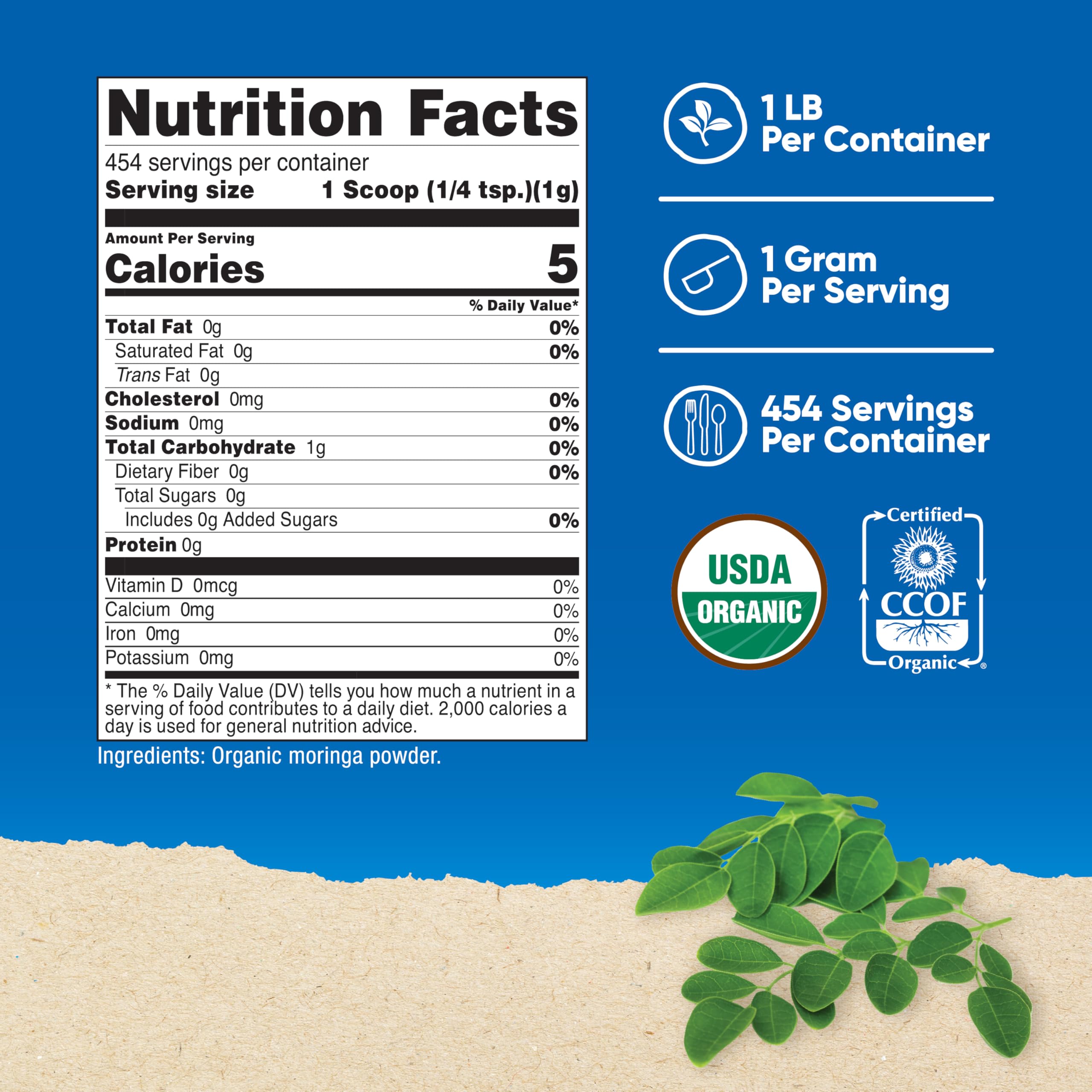 Non-GMO moringa powder for smoothies