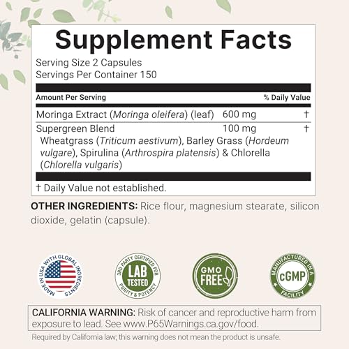 Non-GMO moringa supplement for wellness