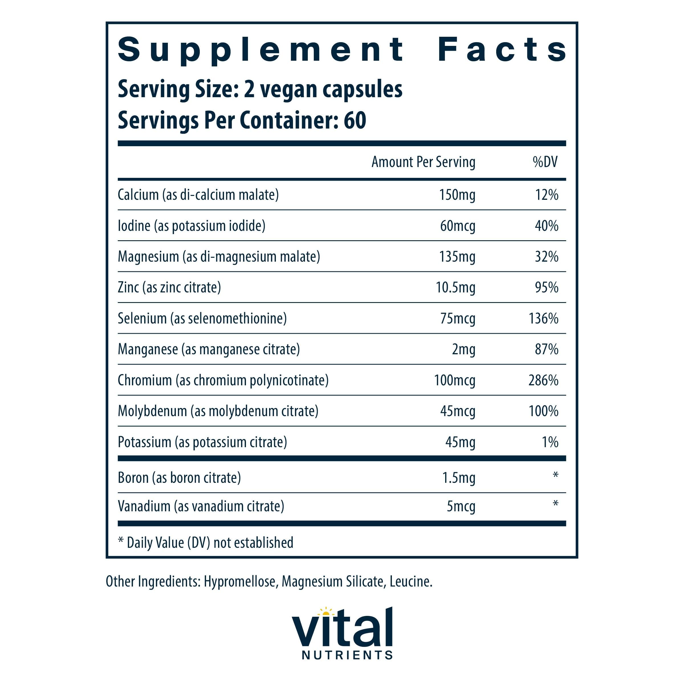 Non-GMO multiminerals with citrate malate
