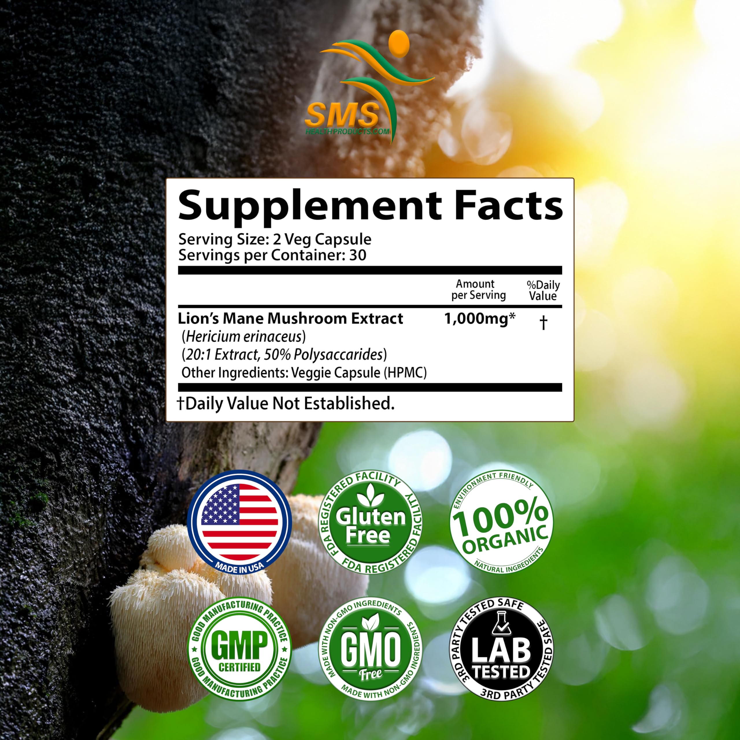 Non-GMO mushroom capsules for focus