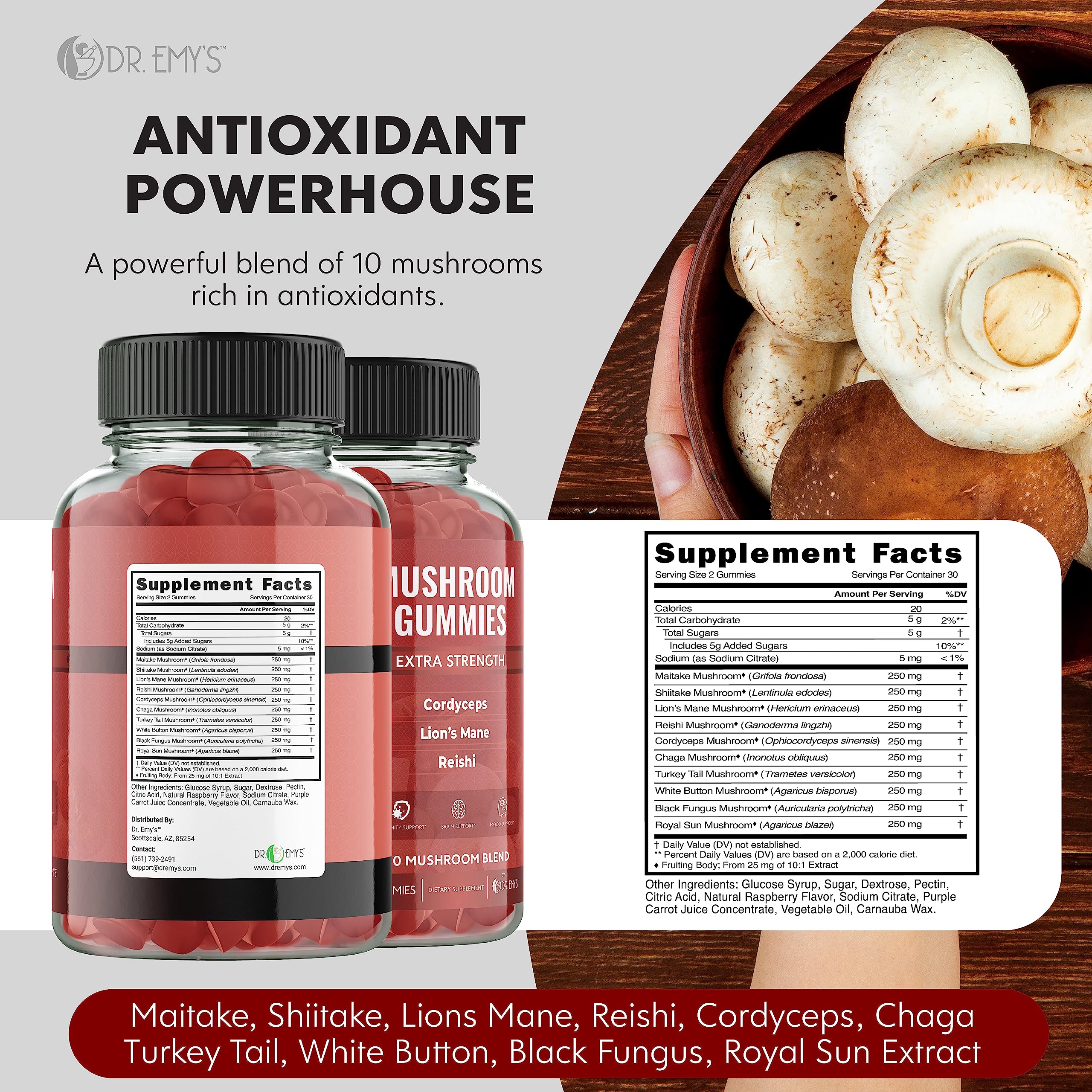 Non-GMO mushroom gummies for energy