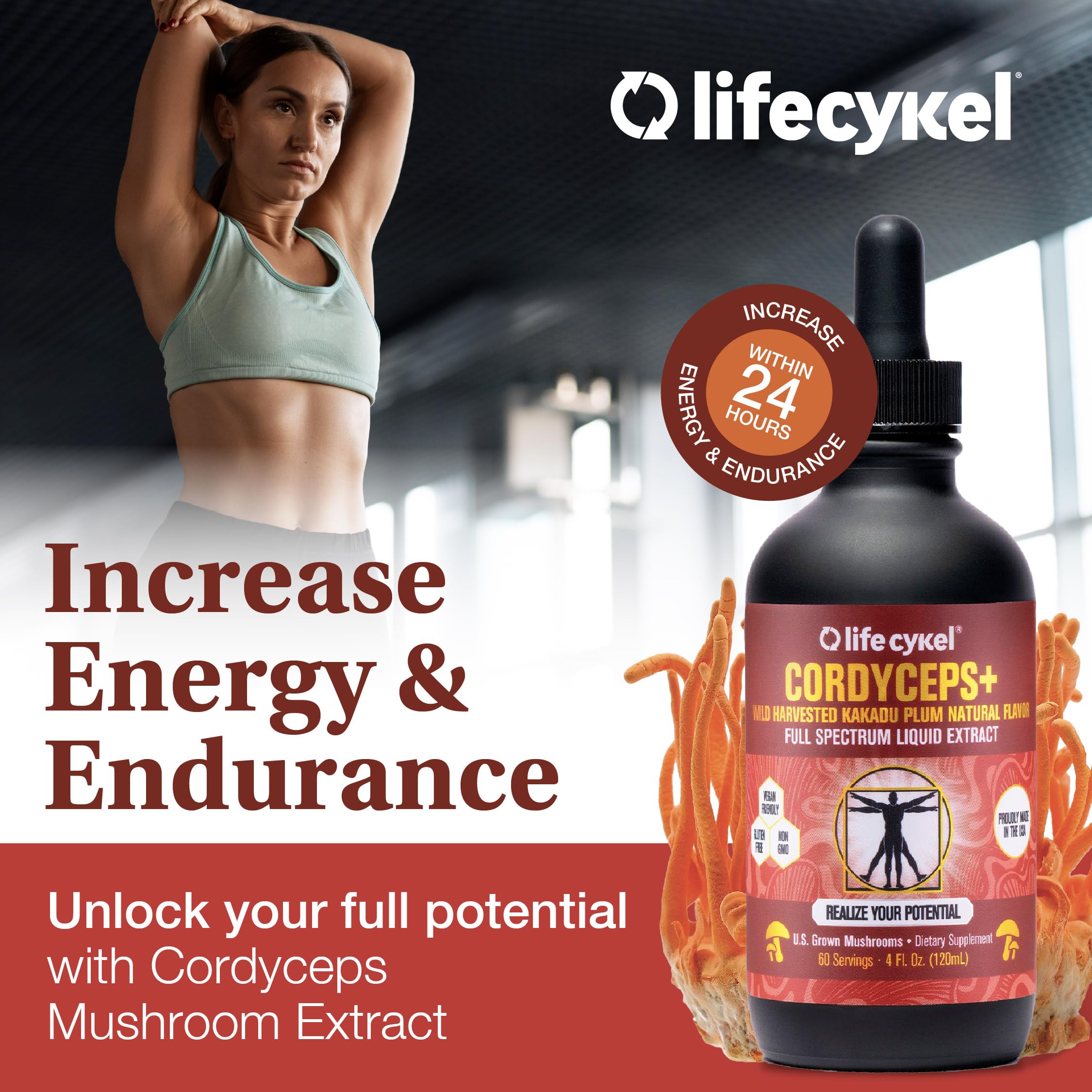 Non-GMO mushrooms for stamina support