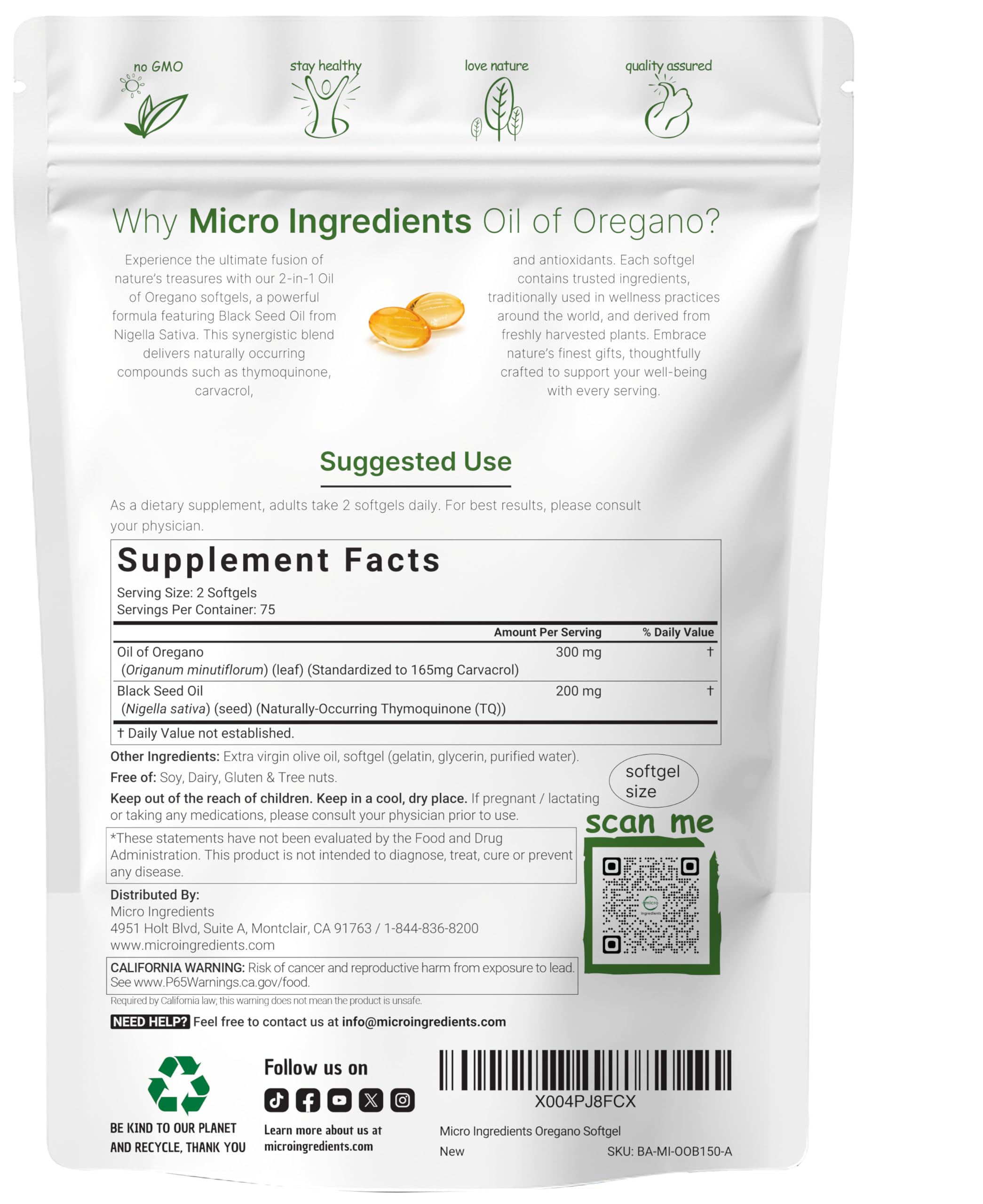 non-GMO oregano supplement for wellness