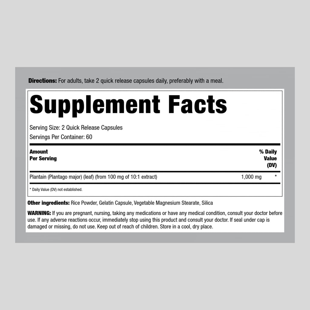 Non-GMO plantain leaf capsules