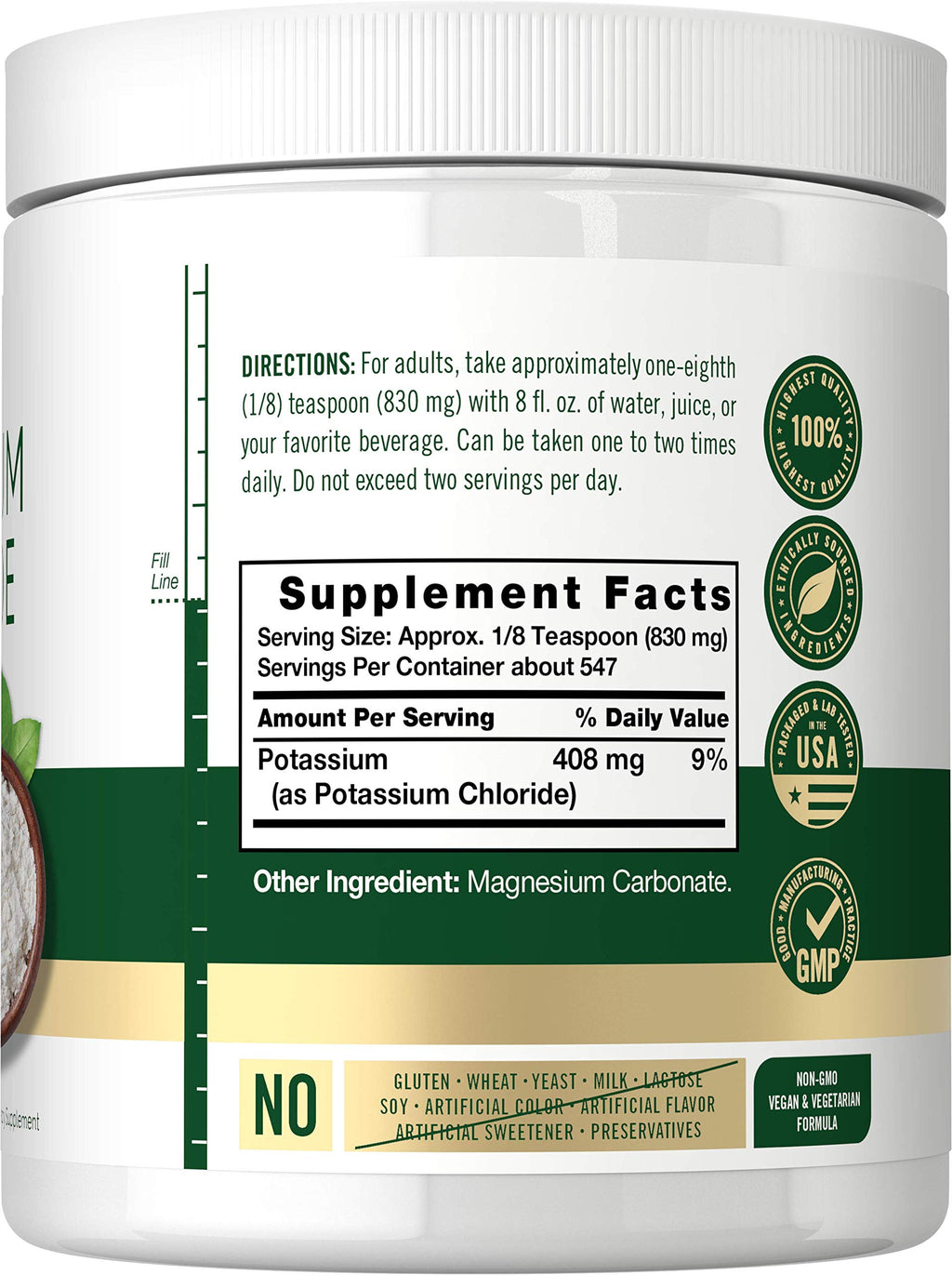 non-GMO potassium chloride for health