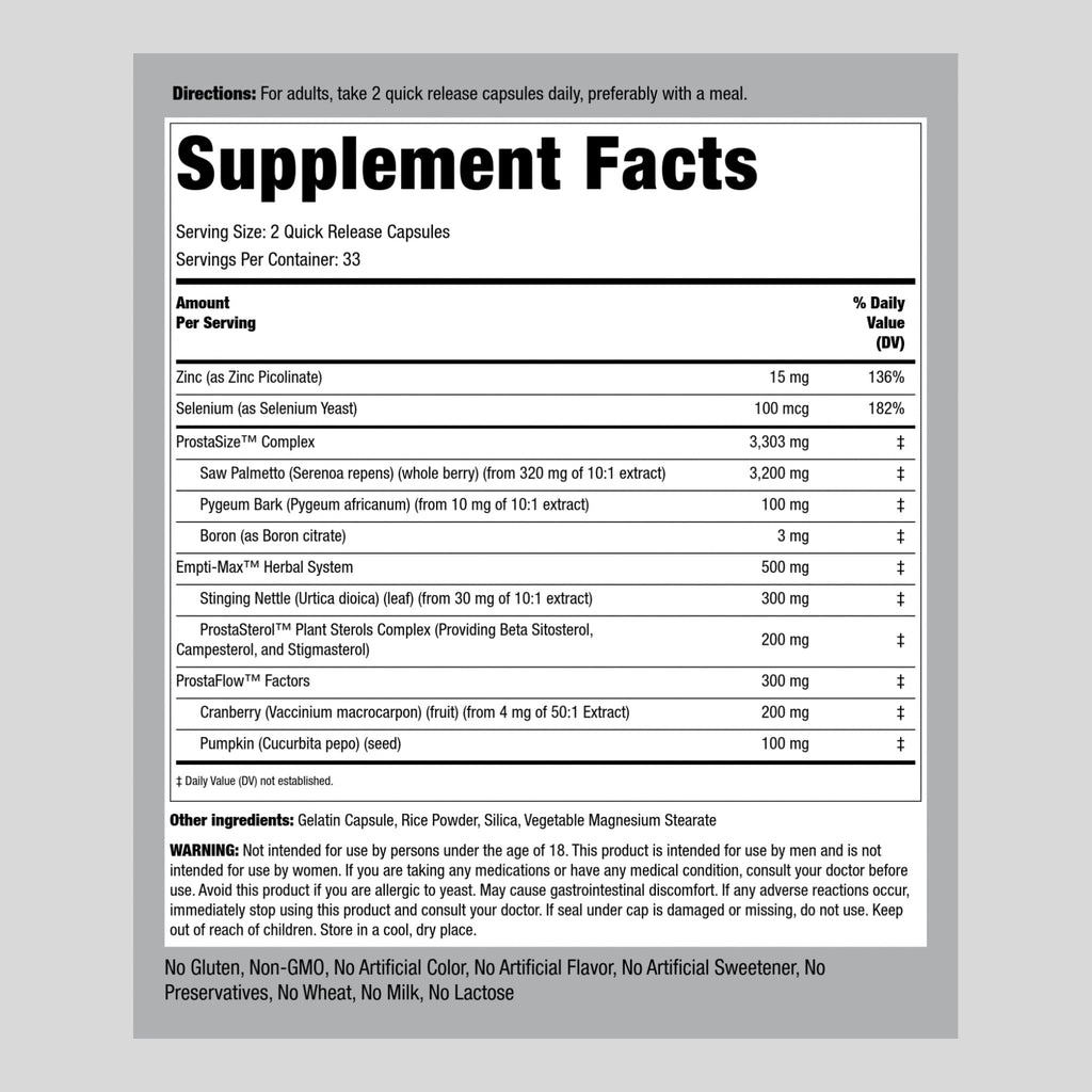 Non-GMO prostate support capsules