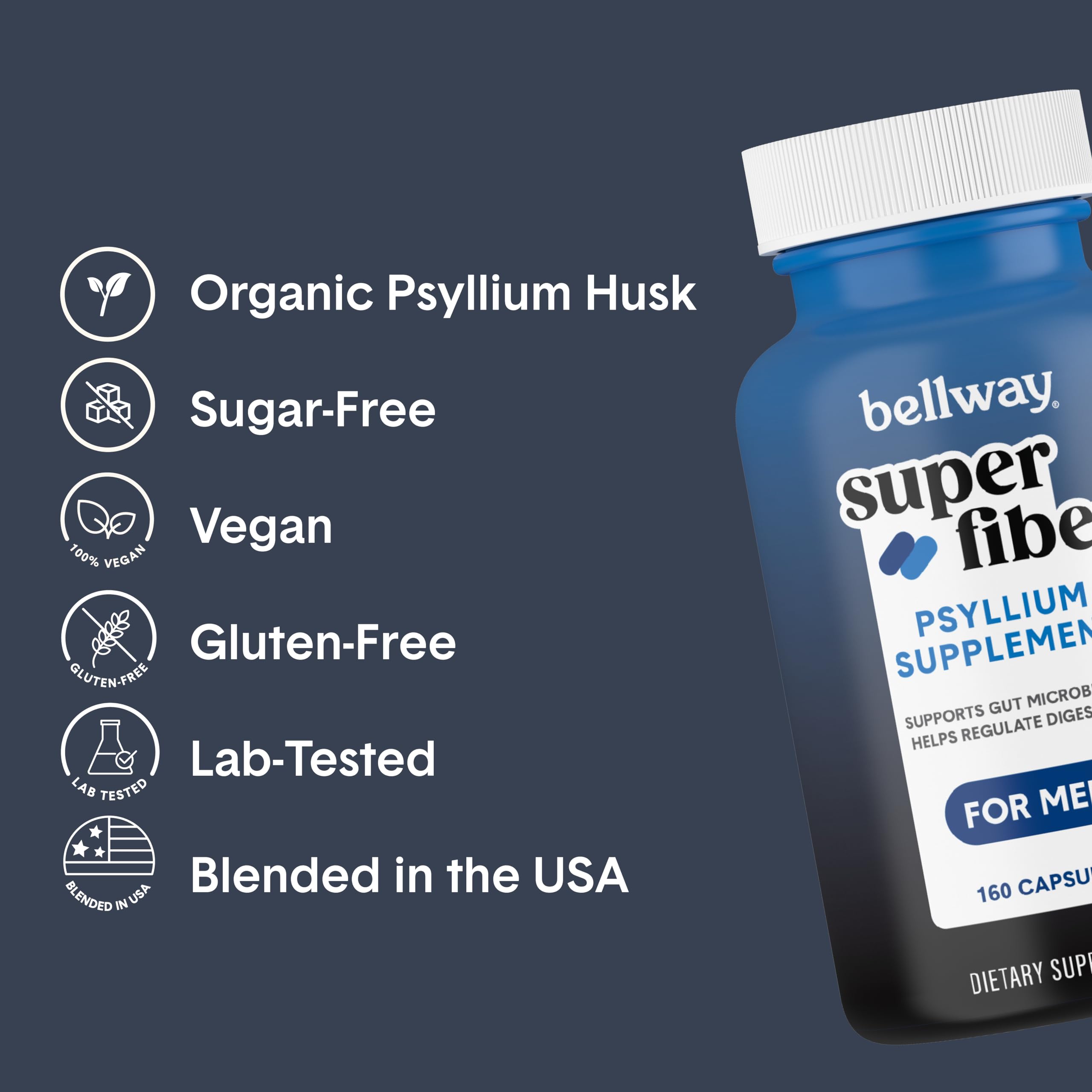 Non-GMO psyllium capsules for regularity