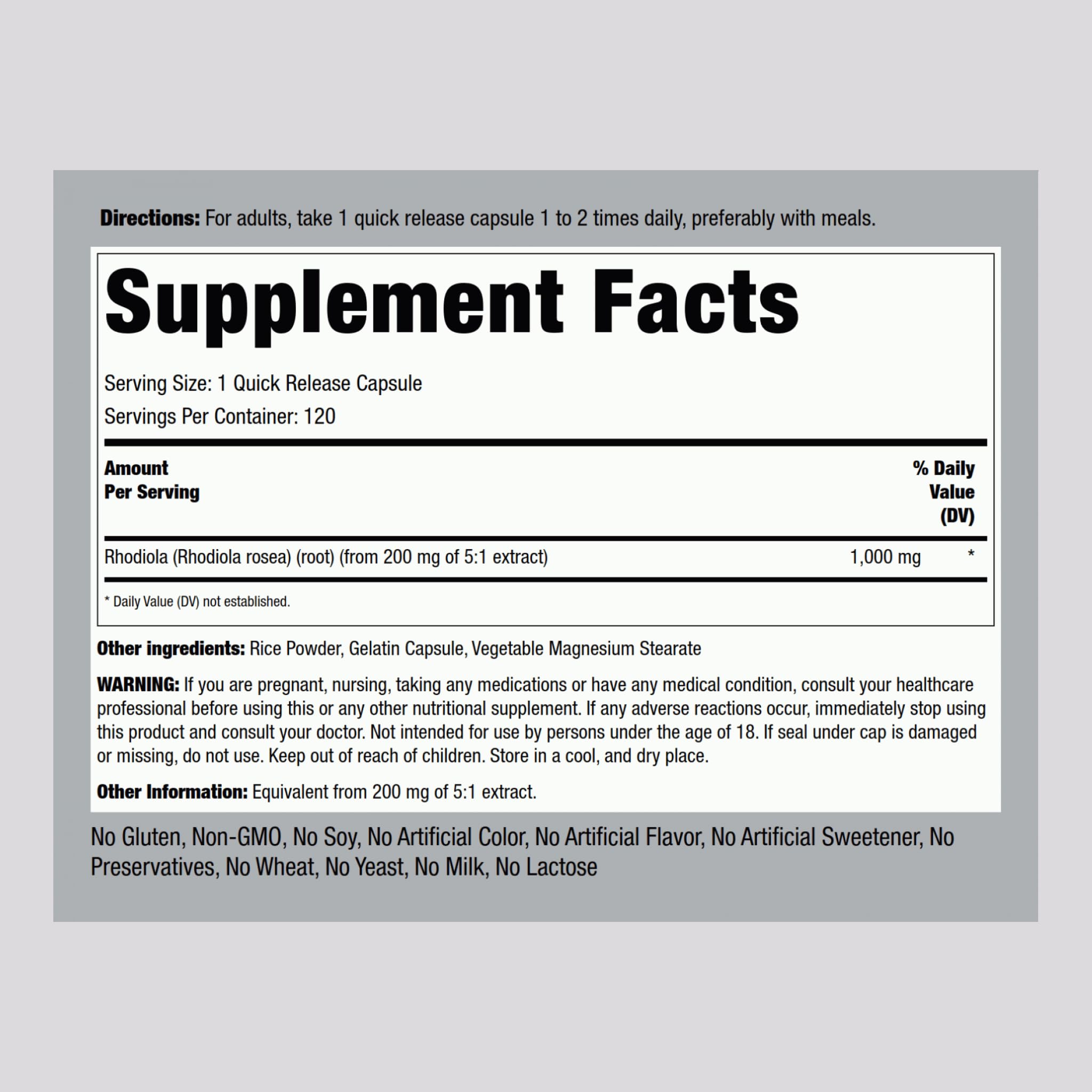 non-GMO Rhodiola Rosea capsules