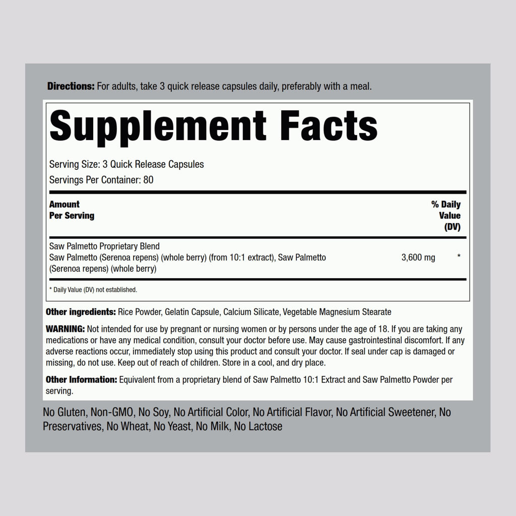 non-GMO saw palmetto capsules