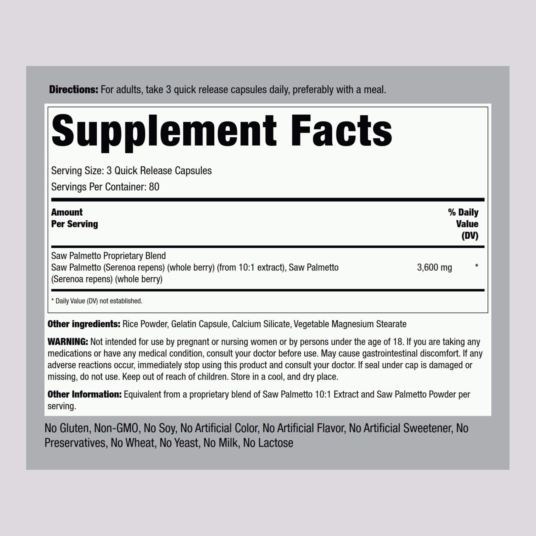 non-GMO saw palmetto capsules