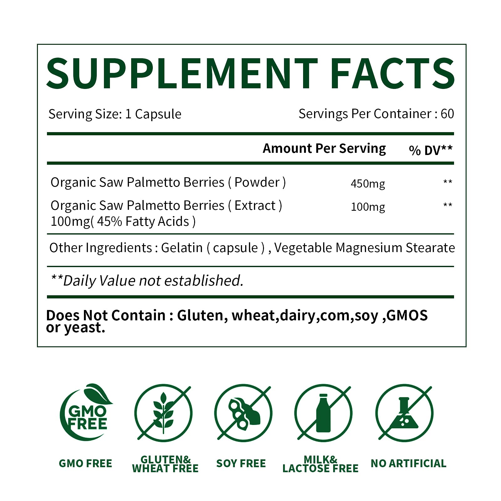 non-GMO saw palmetto capsules