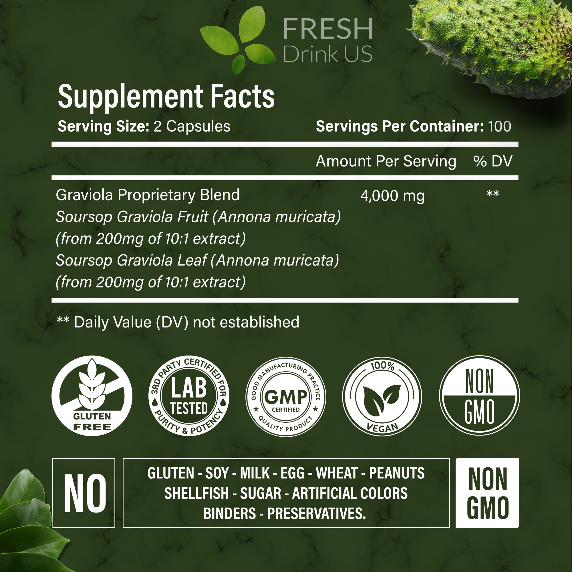 non-GMO soursop capsules for immunity