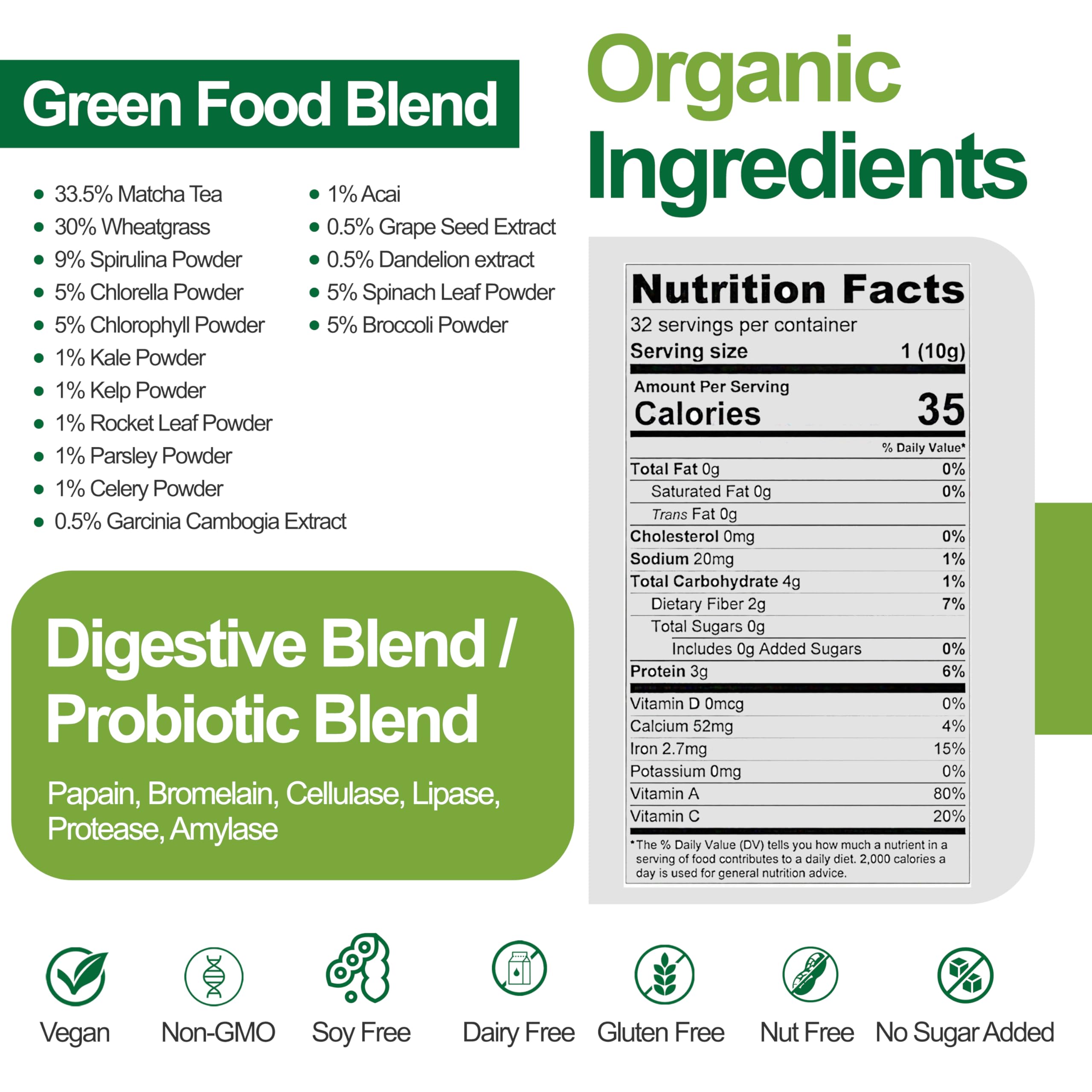 Non-GMO superfood spirulina blend