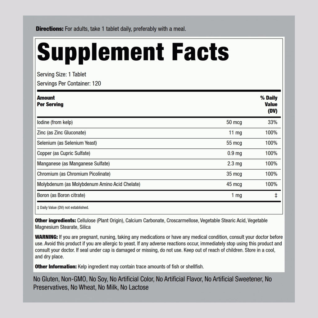 non-GMO trace minerals tablets