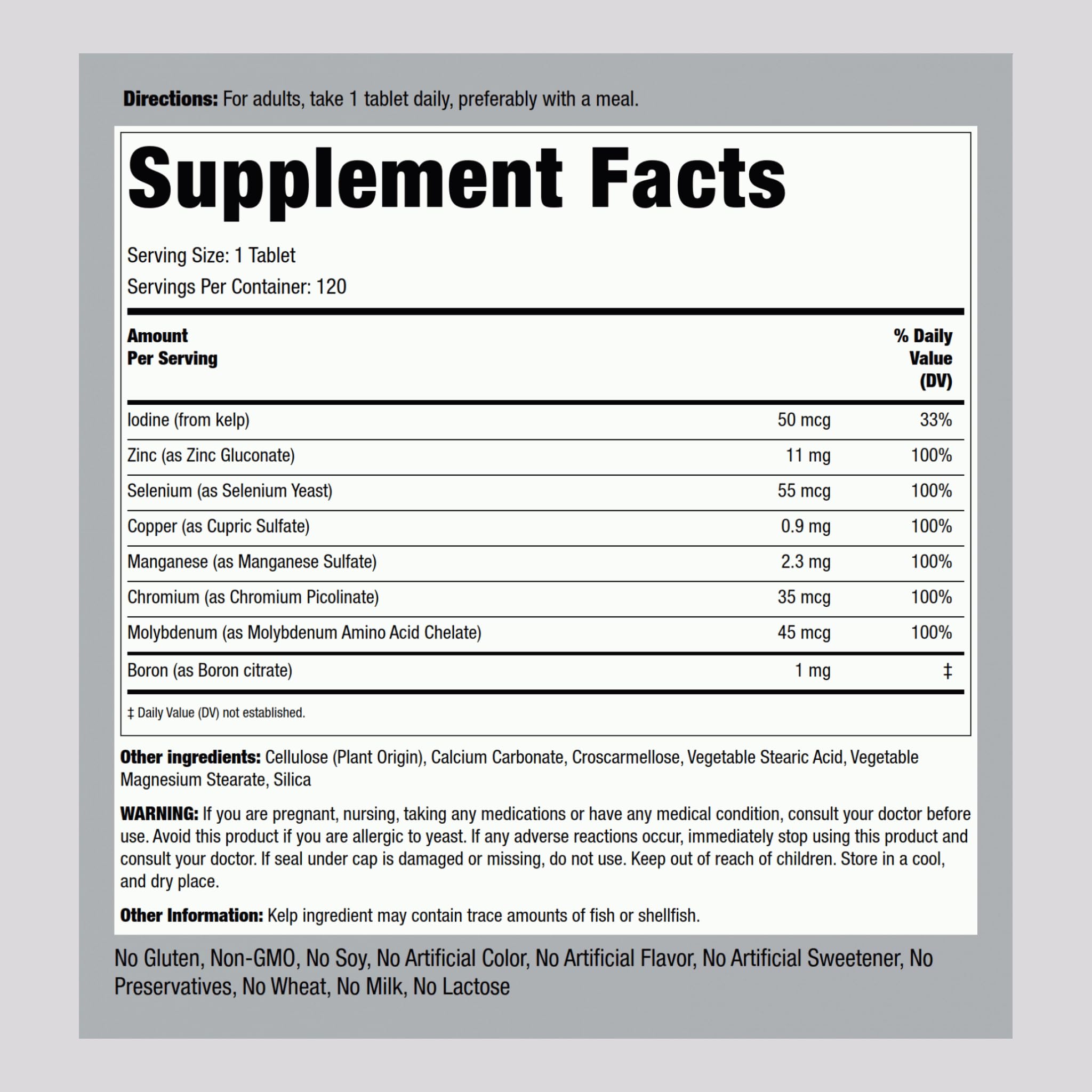 non-GMO trace minerals tablets