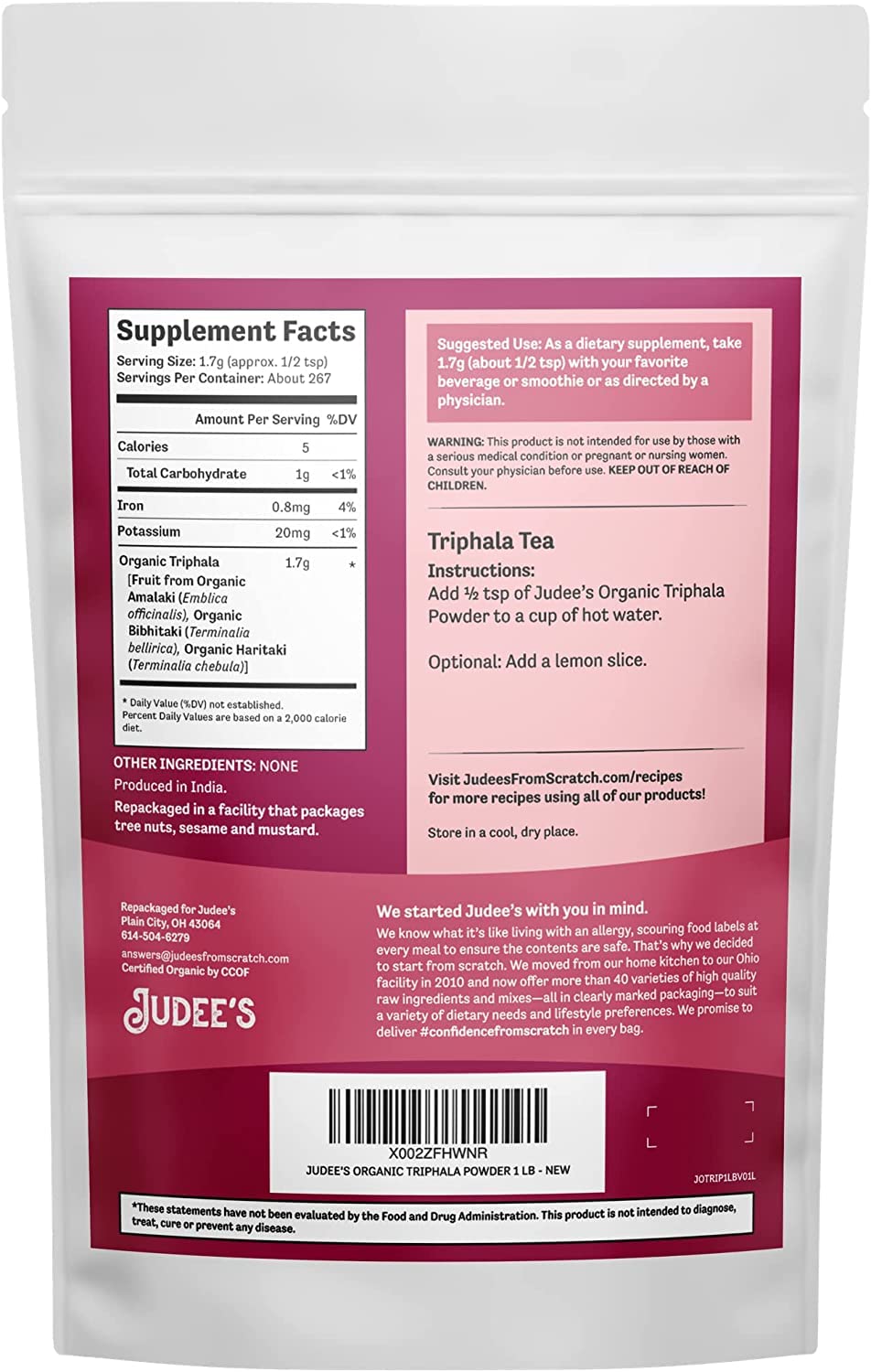 non-GMO triphala powder for wellness