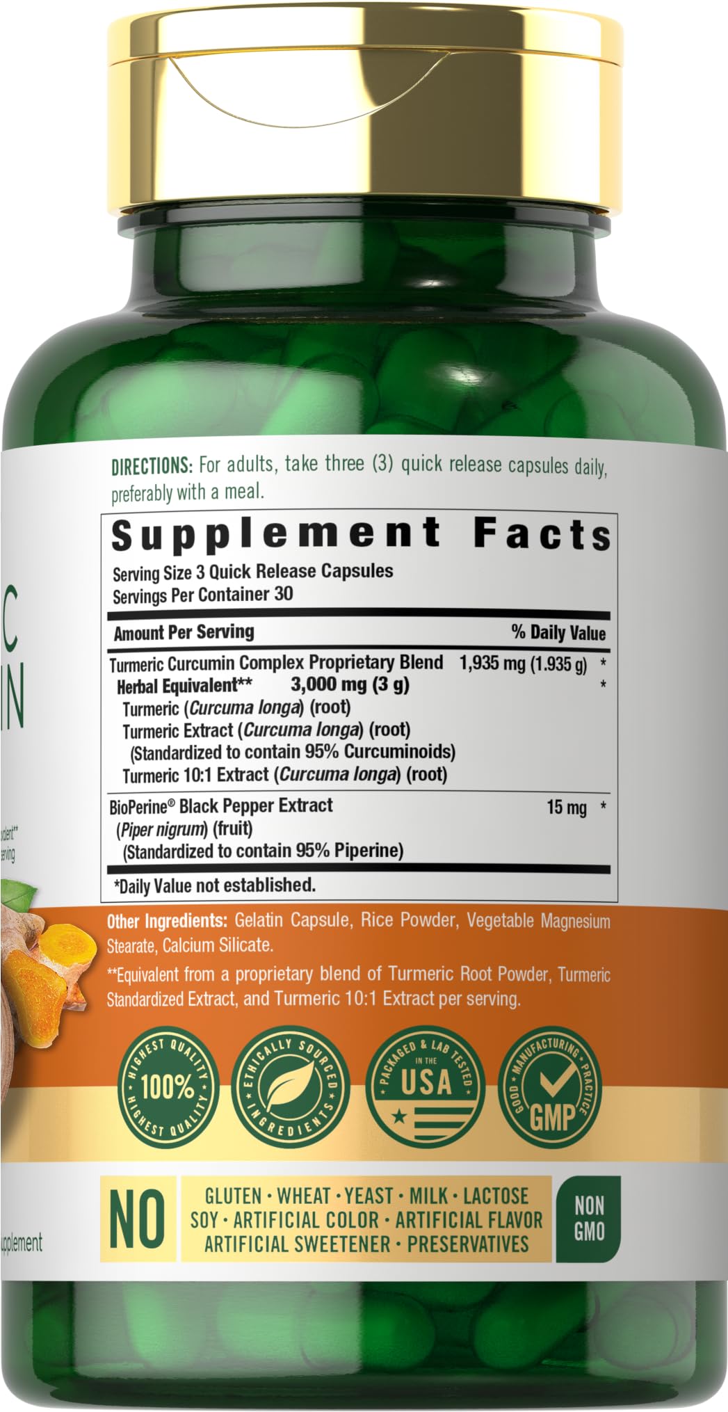 Non-GMO turmeric supplement capsules