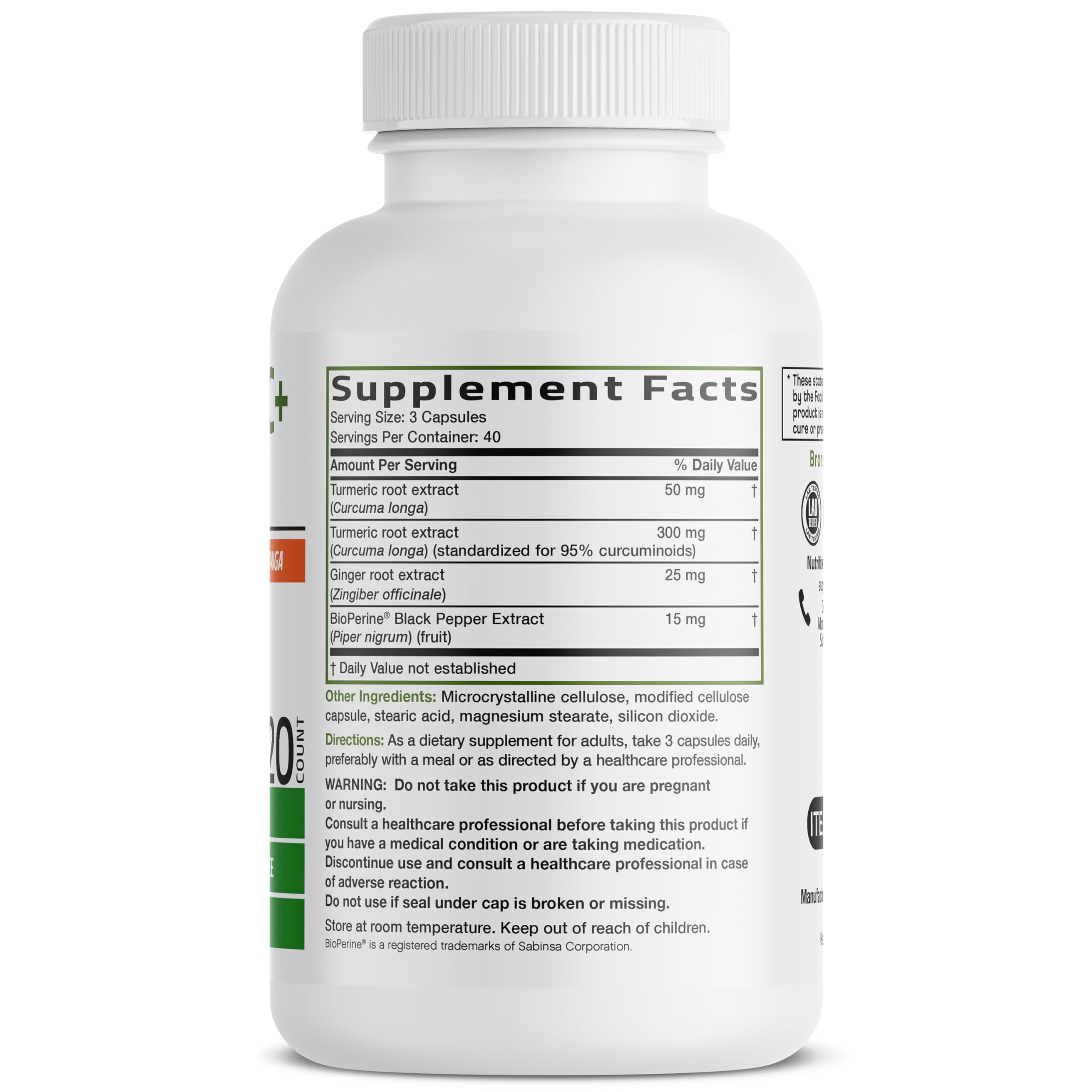 non-GMO turmeric with BioPerine benefits