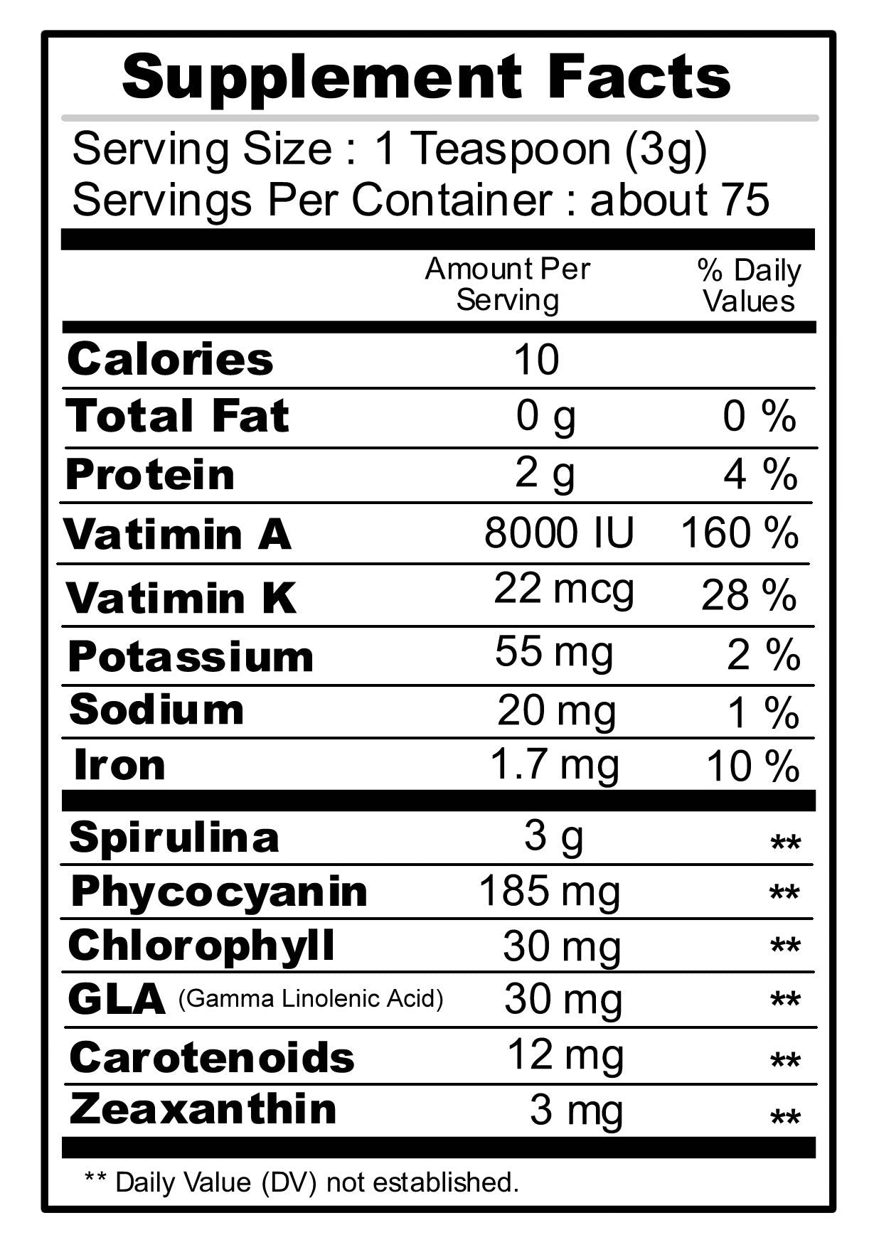 non-GMO vegan spirulina supplement