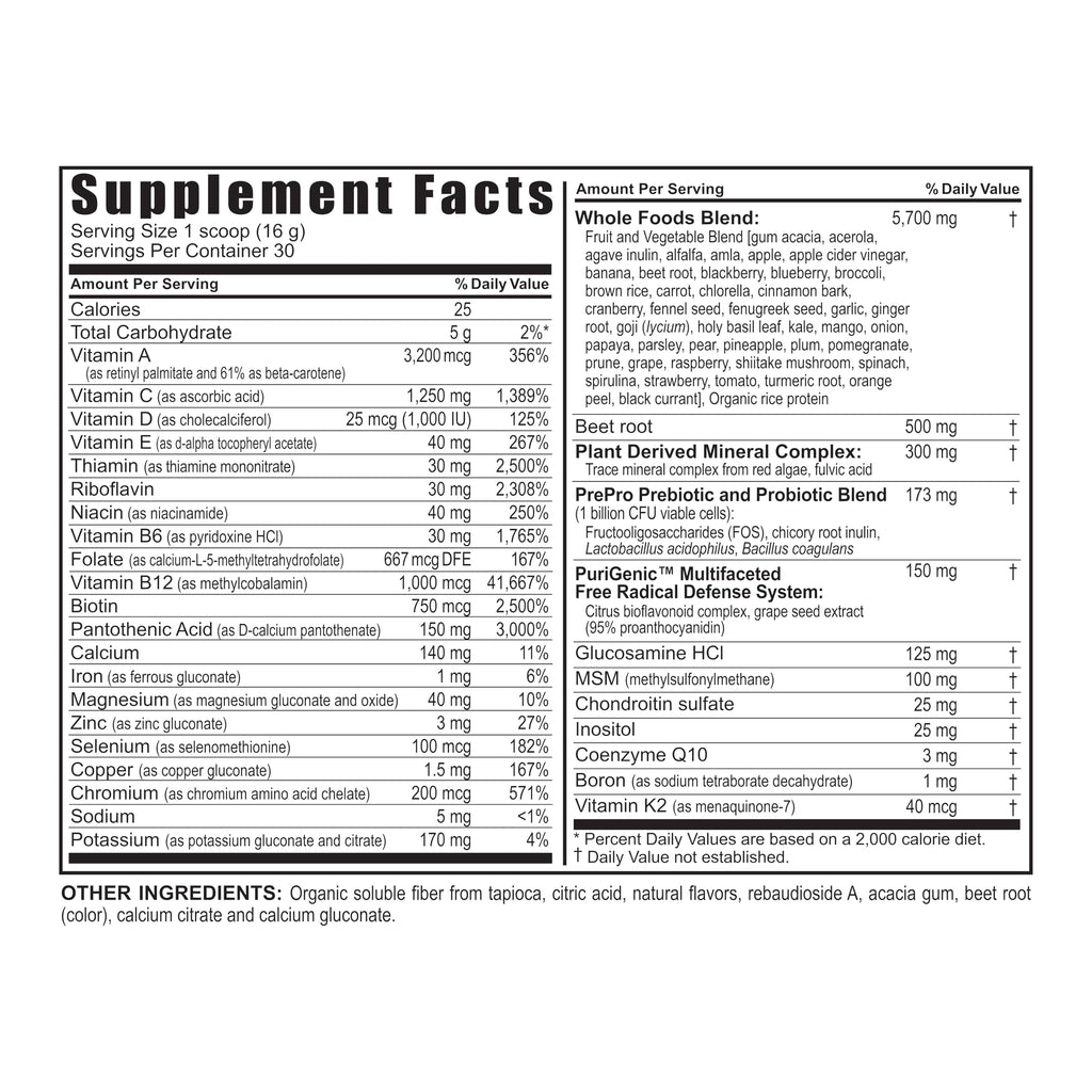 Non-GMO vitamin supplement for energy
