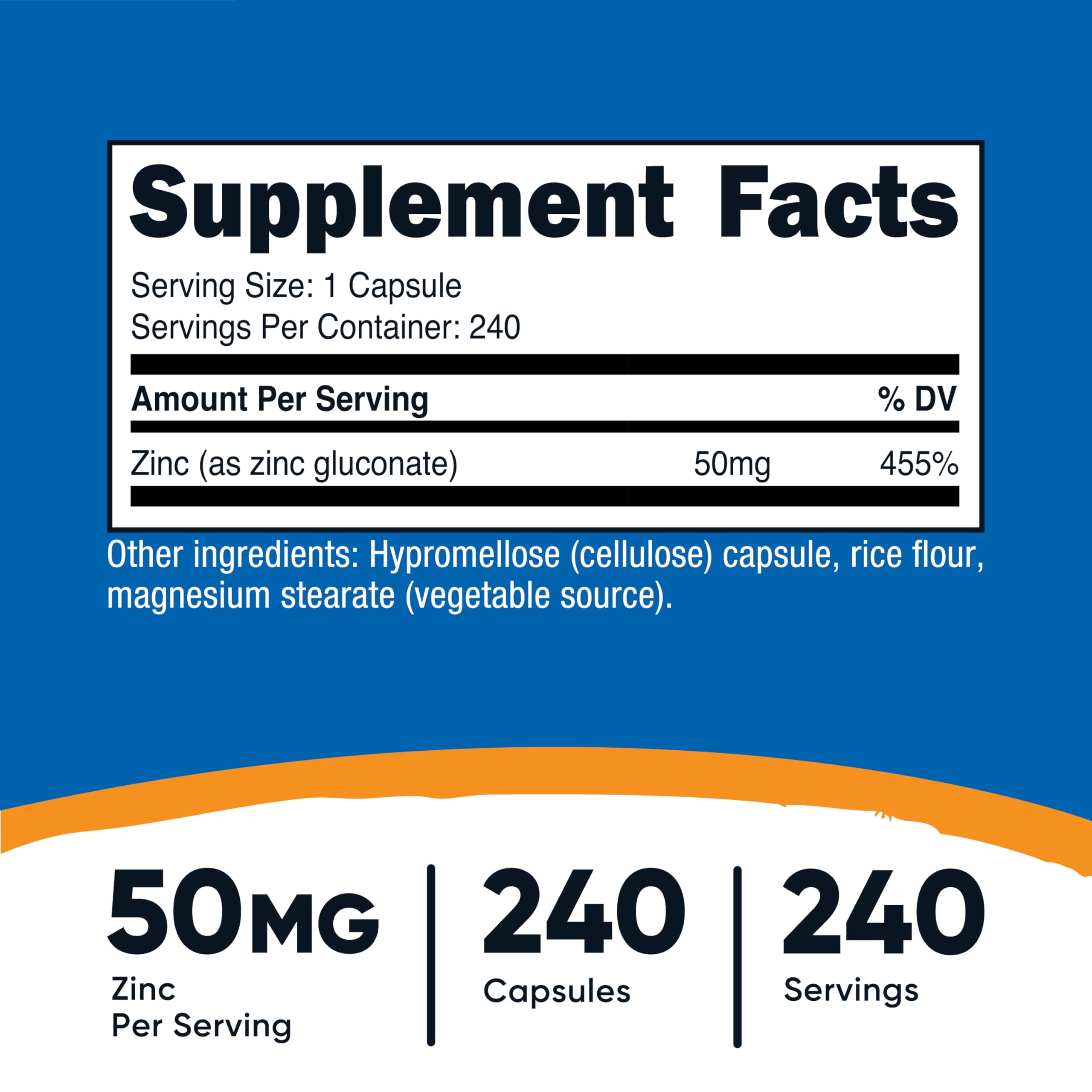 Non-GMO zinc capsules for wellness