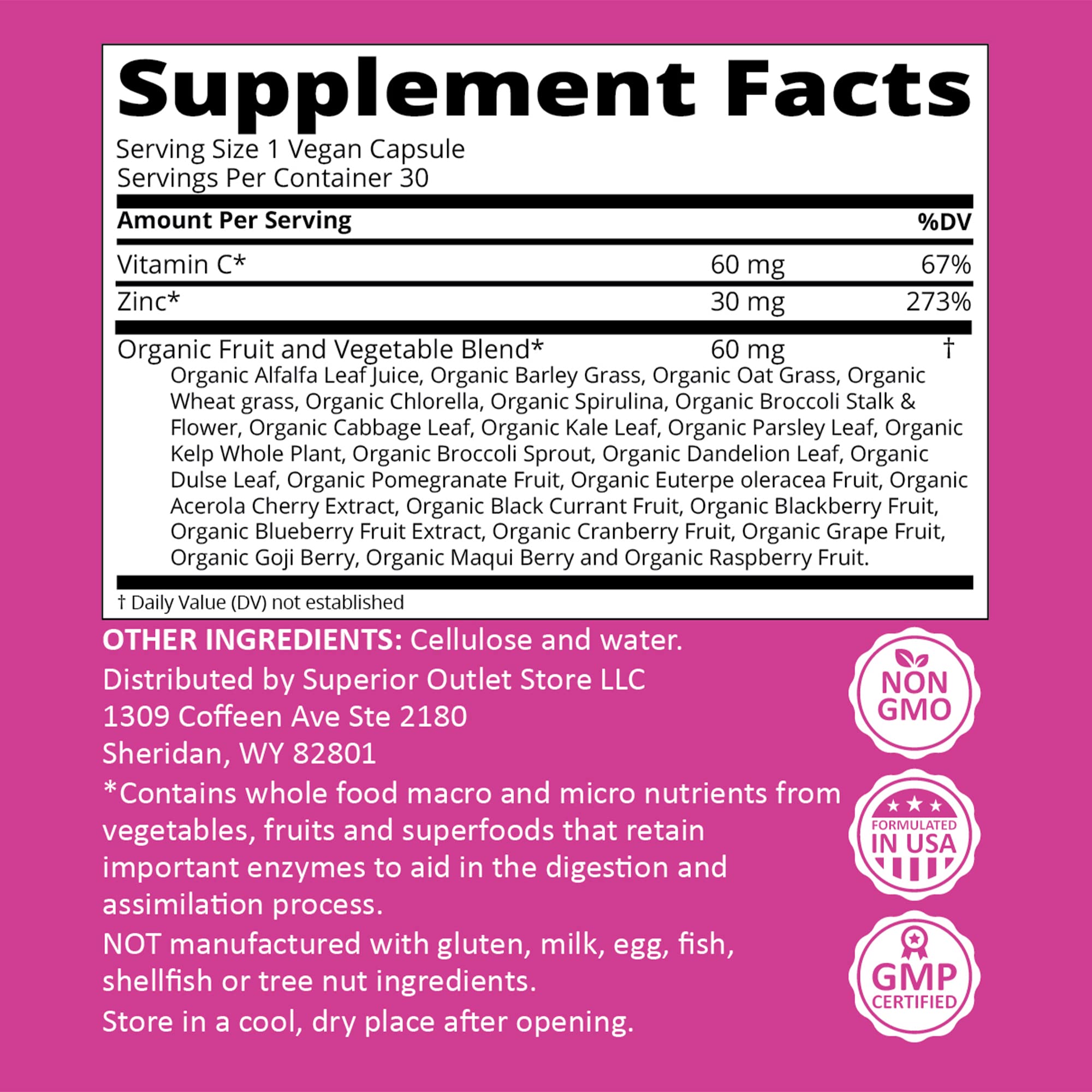 Non-GMO zinc supplement for health
