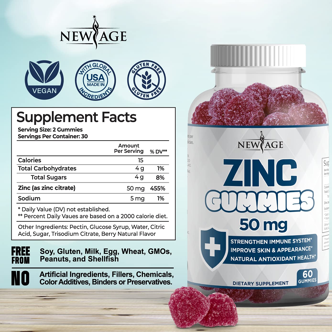 Non-GMO zinc vitamins for health