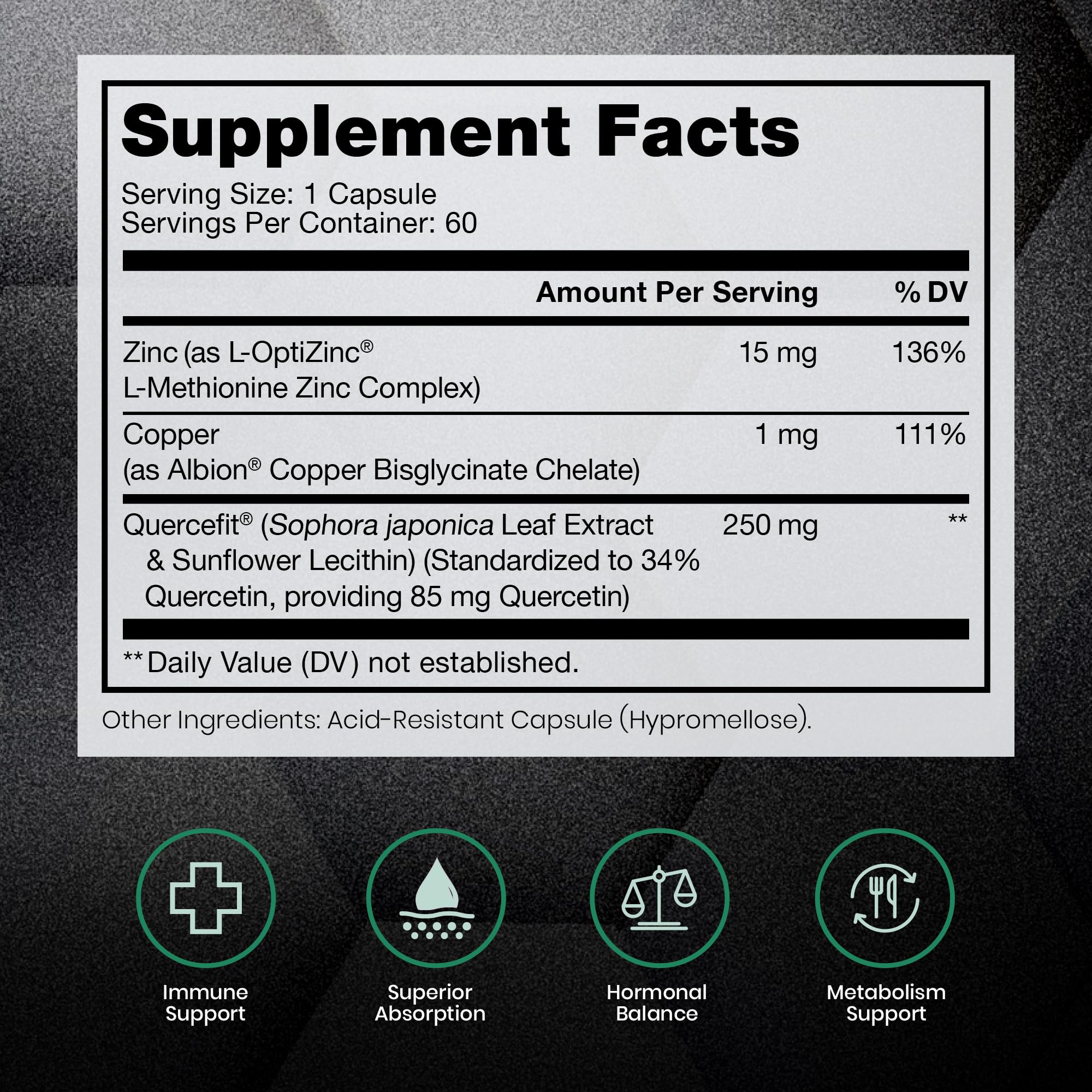 Non-GMO zinc with quercetin benefits