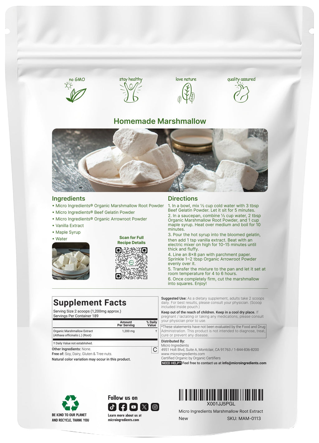 non-irradiated marshmallow root powder