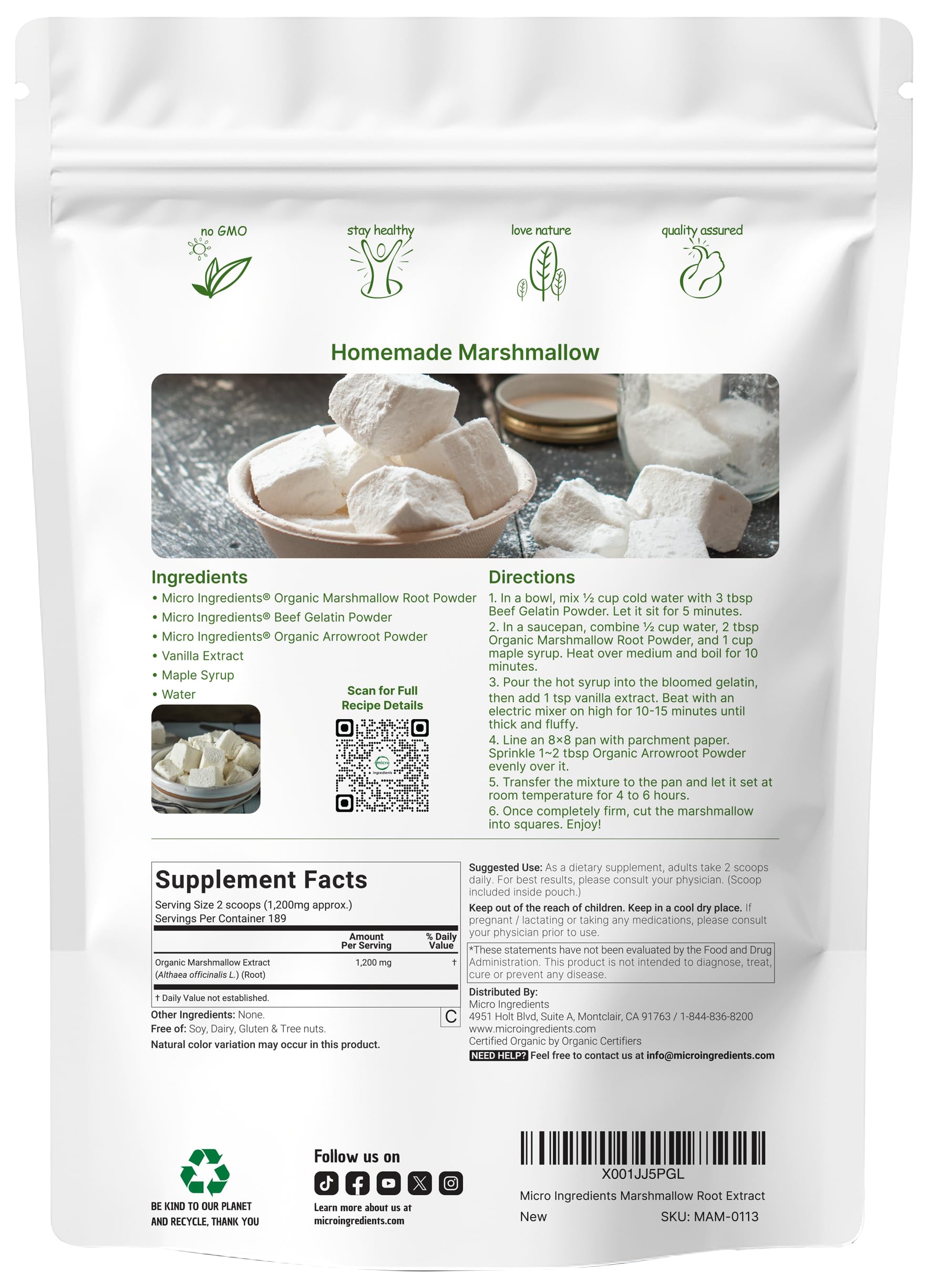non-irradiated marshmallow root powder