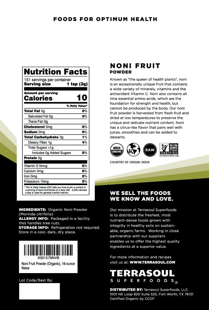 Noni fruit powder for immune support
