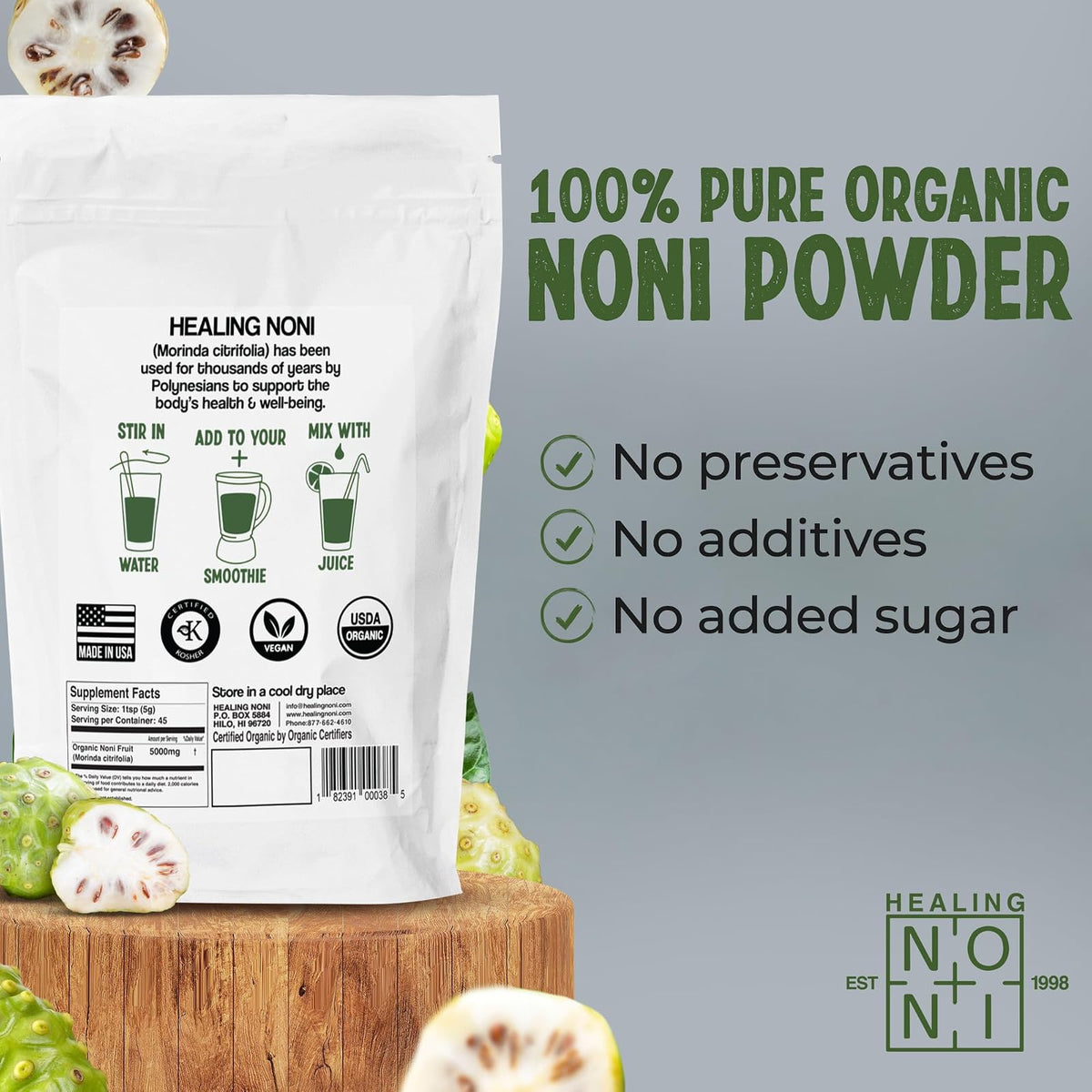 noni powder in resealable bag