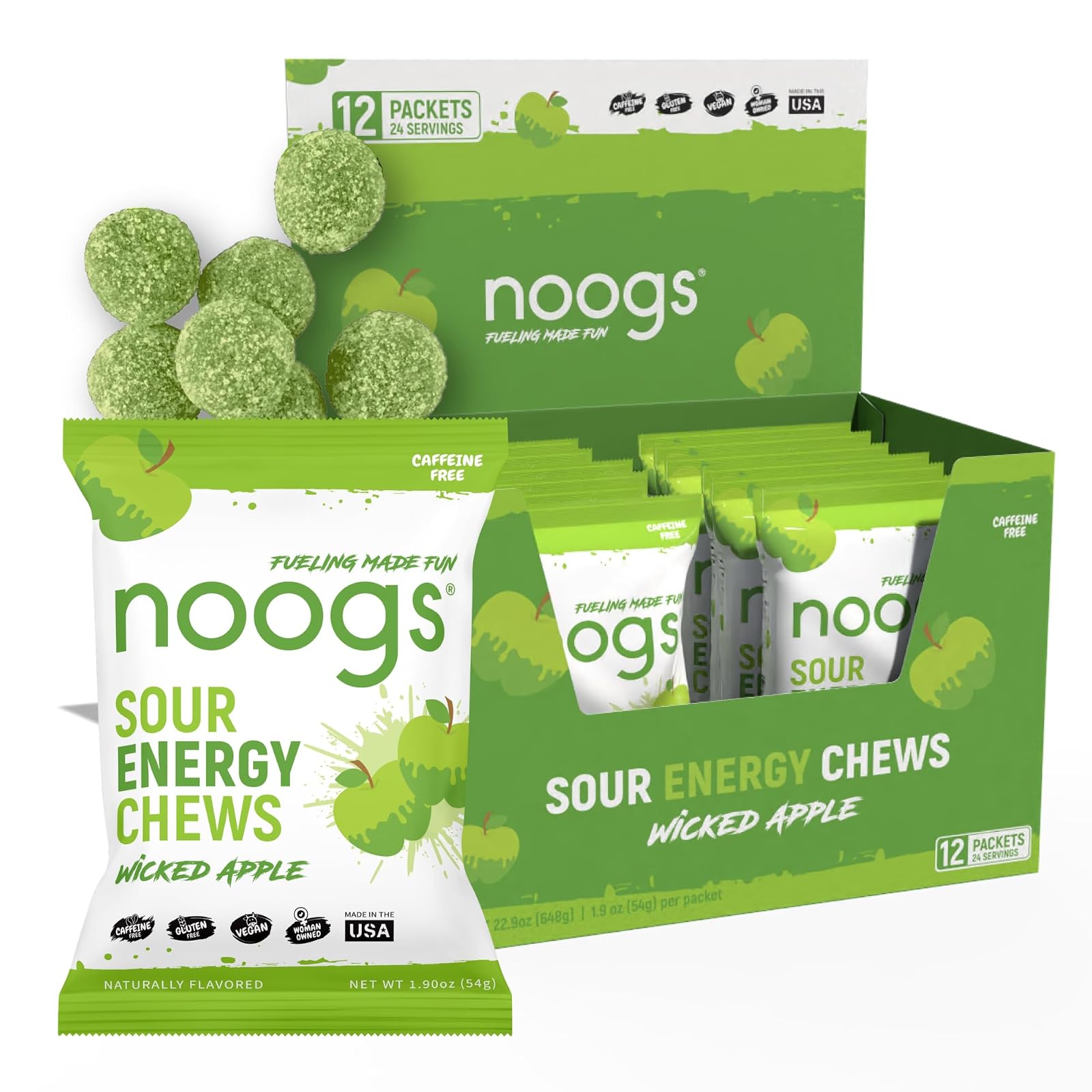 Noogs Wicked Apple Sour Energy Chews