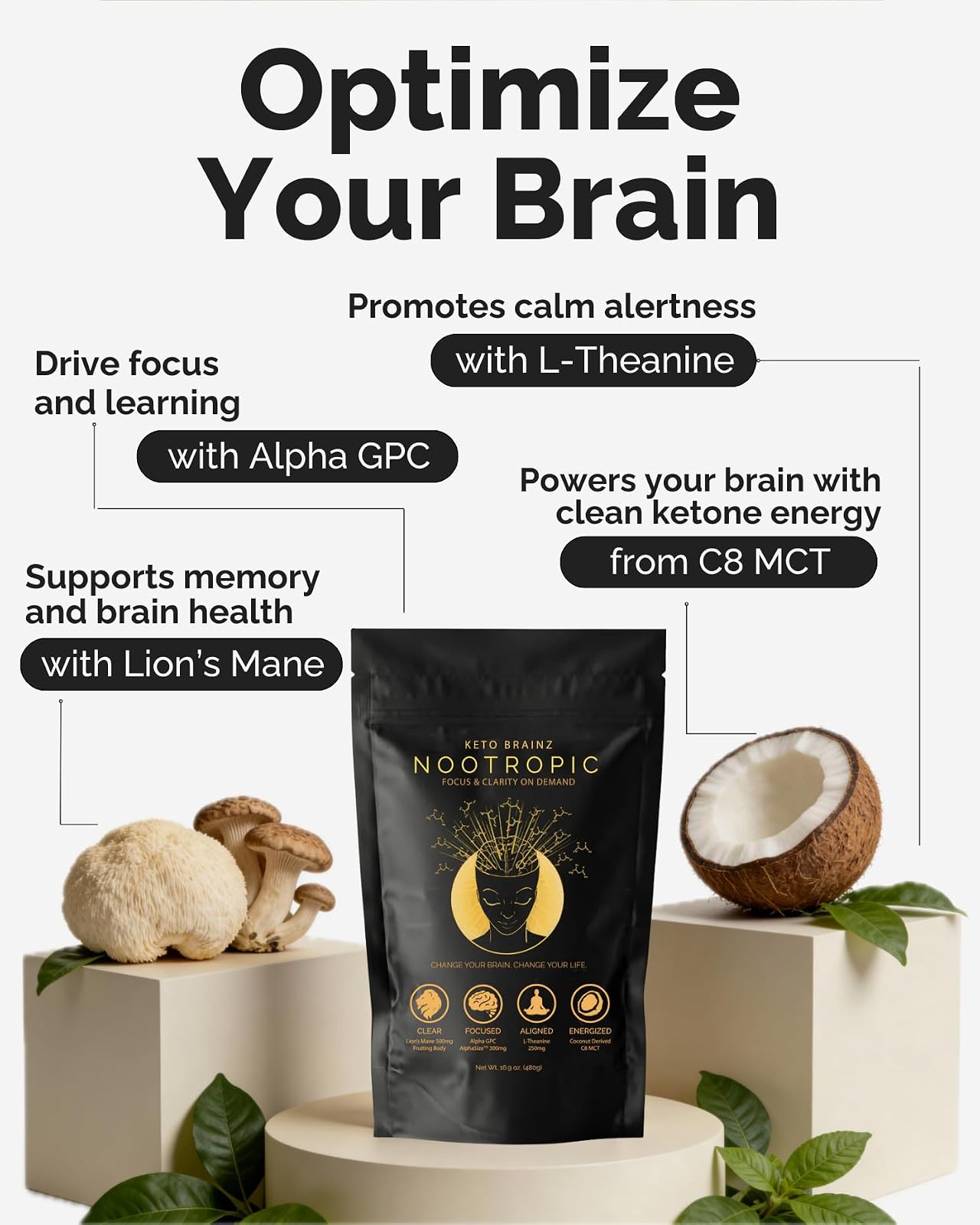 Nootropic cream for cognitive support