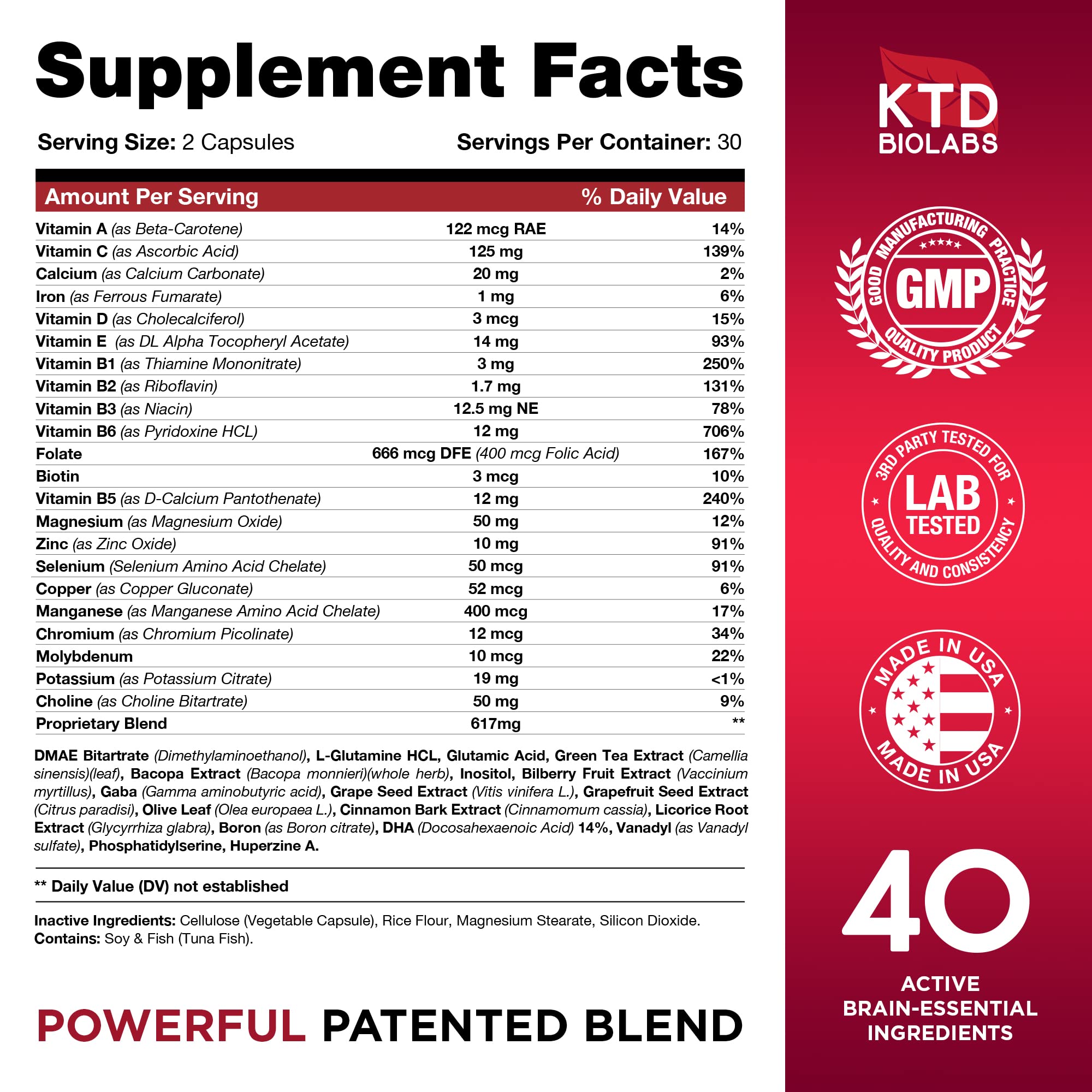 Nootropics brain support formula