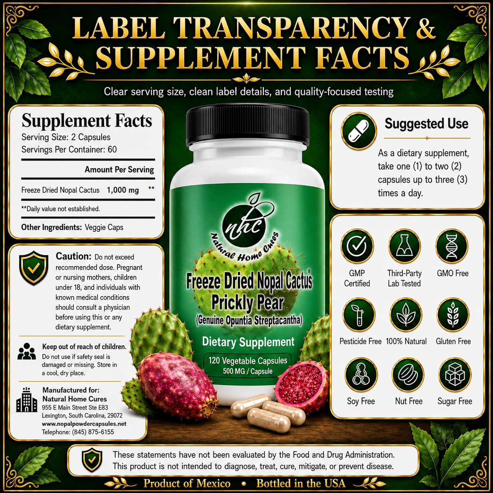 Nopal cactus capsules for active lifestyles
