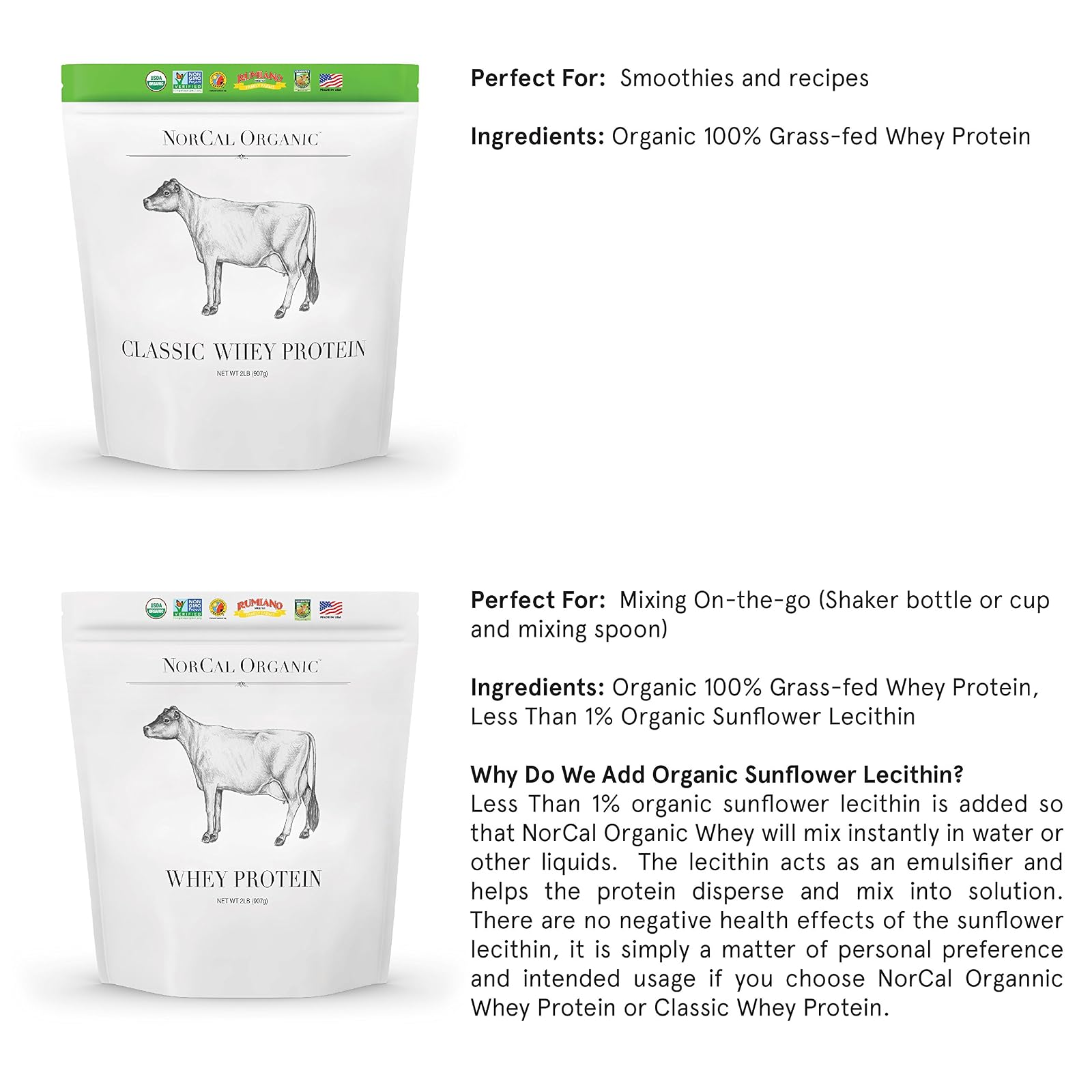 NorCal Organic whey protein powder
